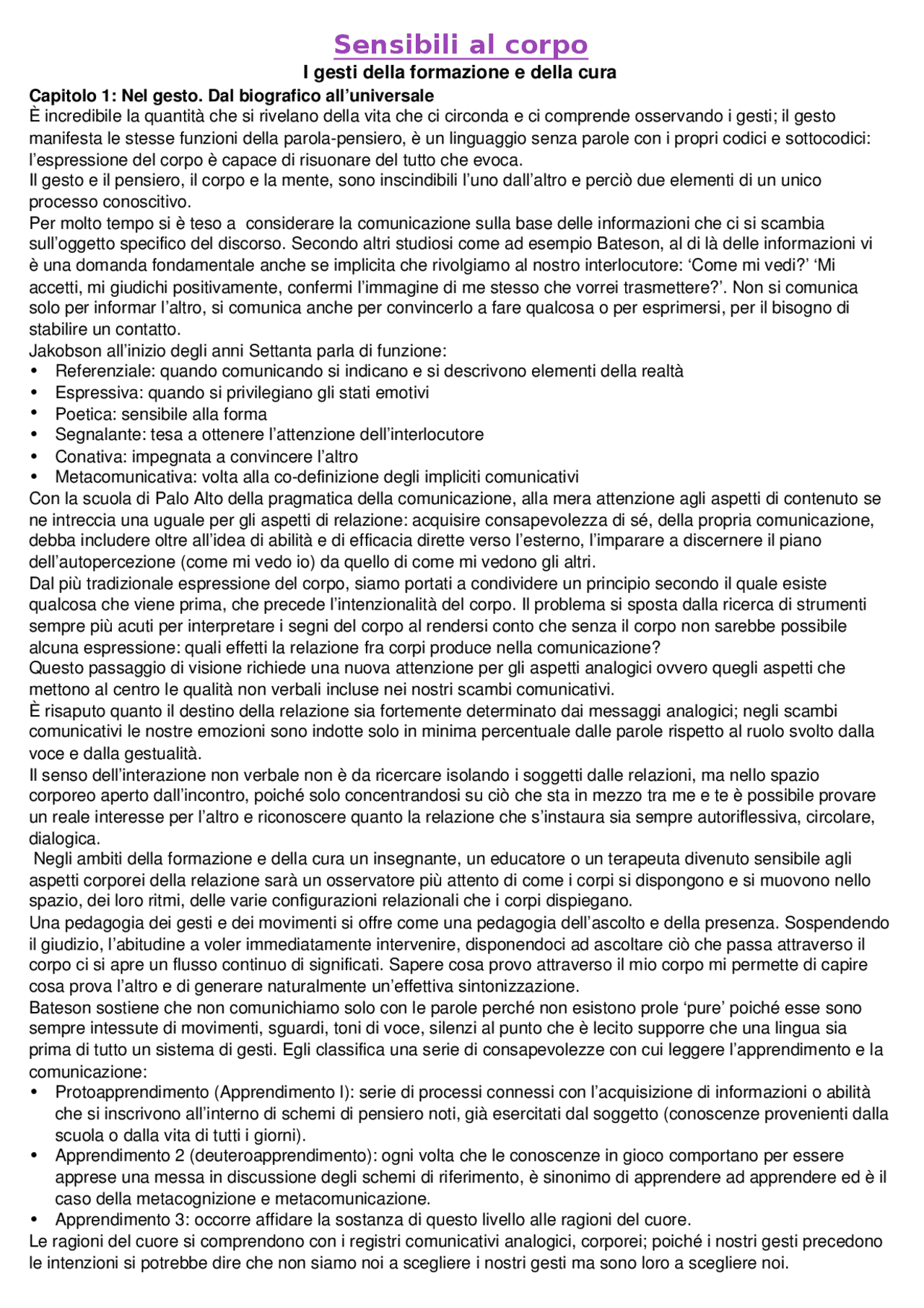 Sensibili Al Corpo Docsity