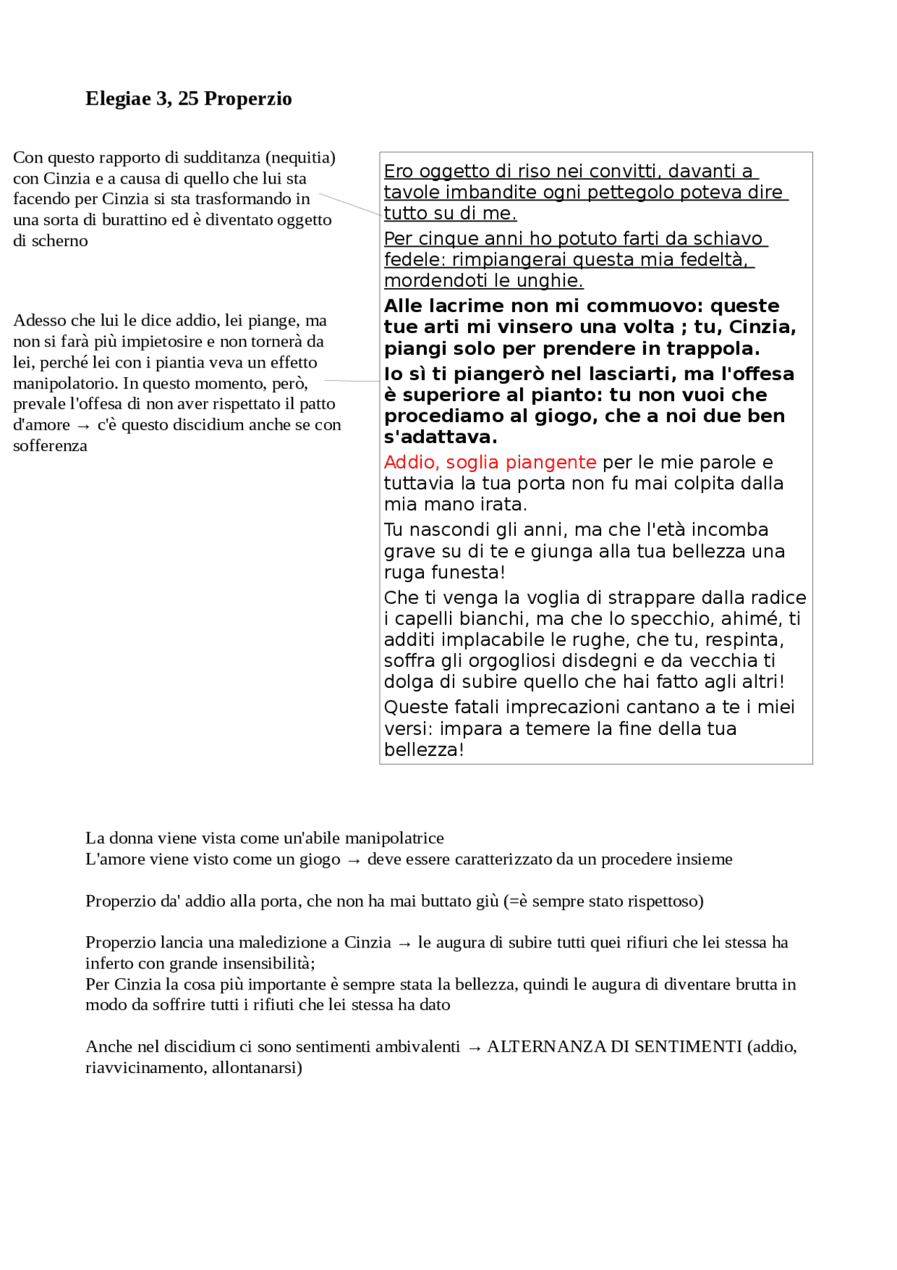 Properzio Elegia 325 Appunti Di Latino Docsity