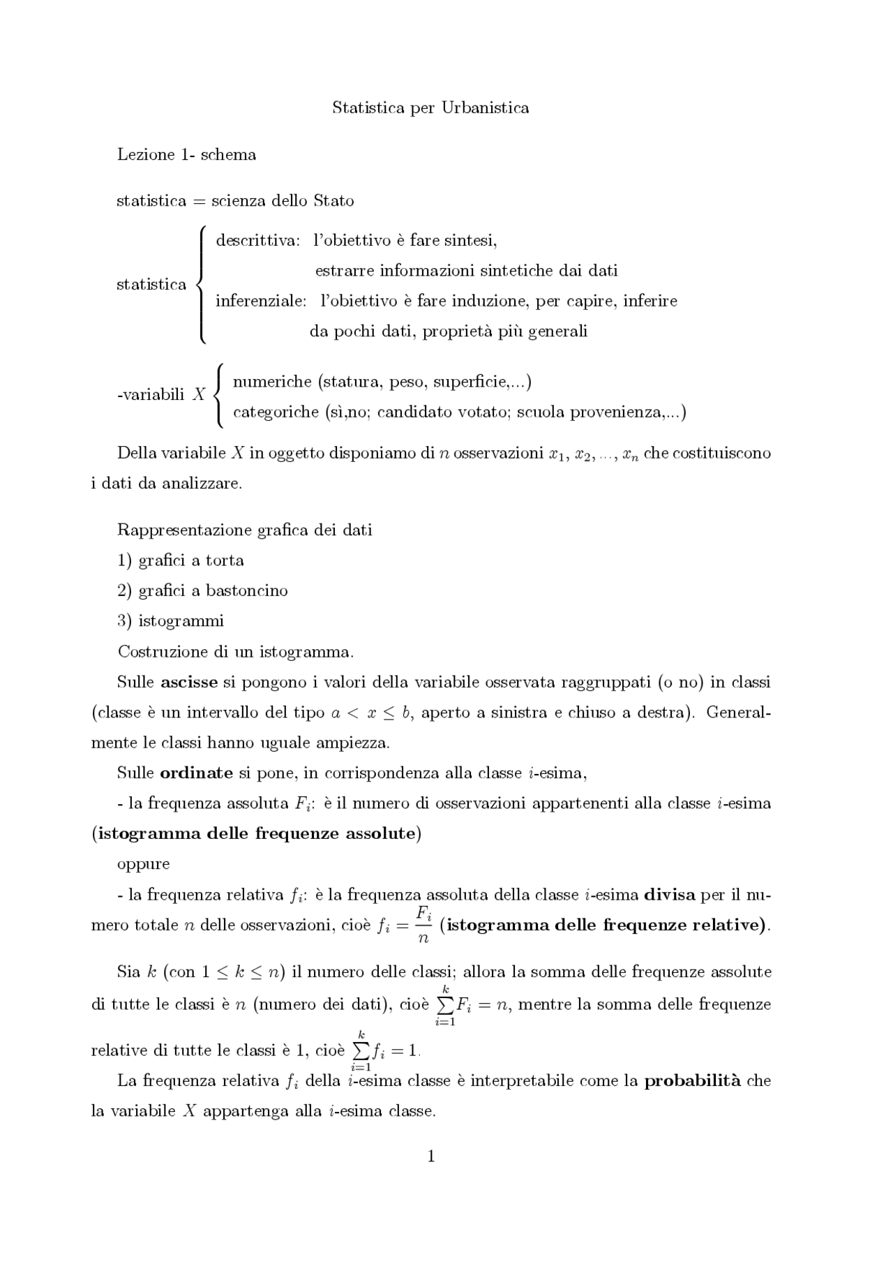 Statistica Descrittiva Introduzione Docsity