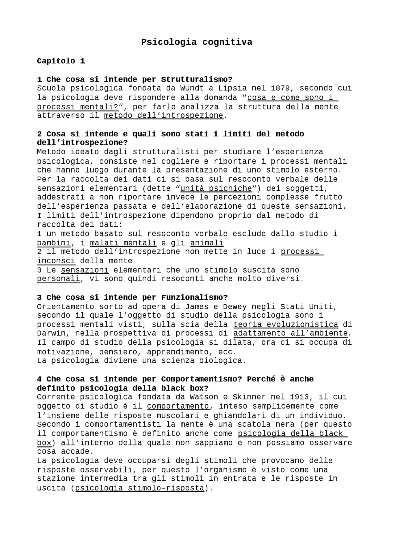 I Processi Cognitivi Docsity