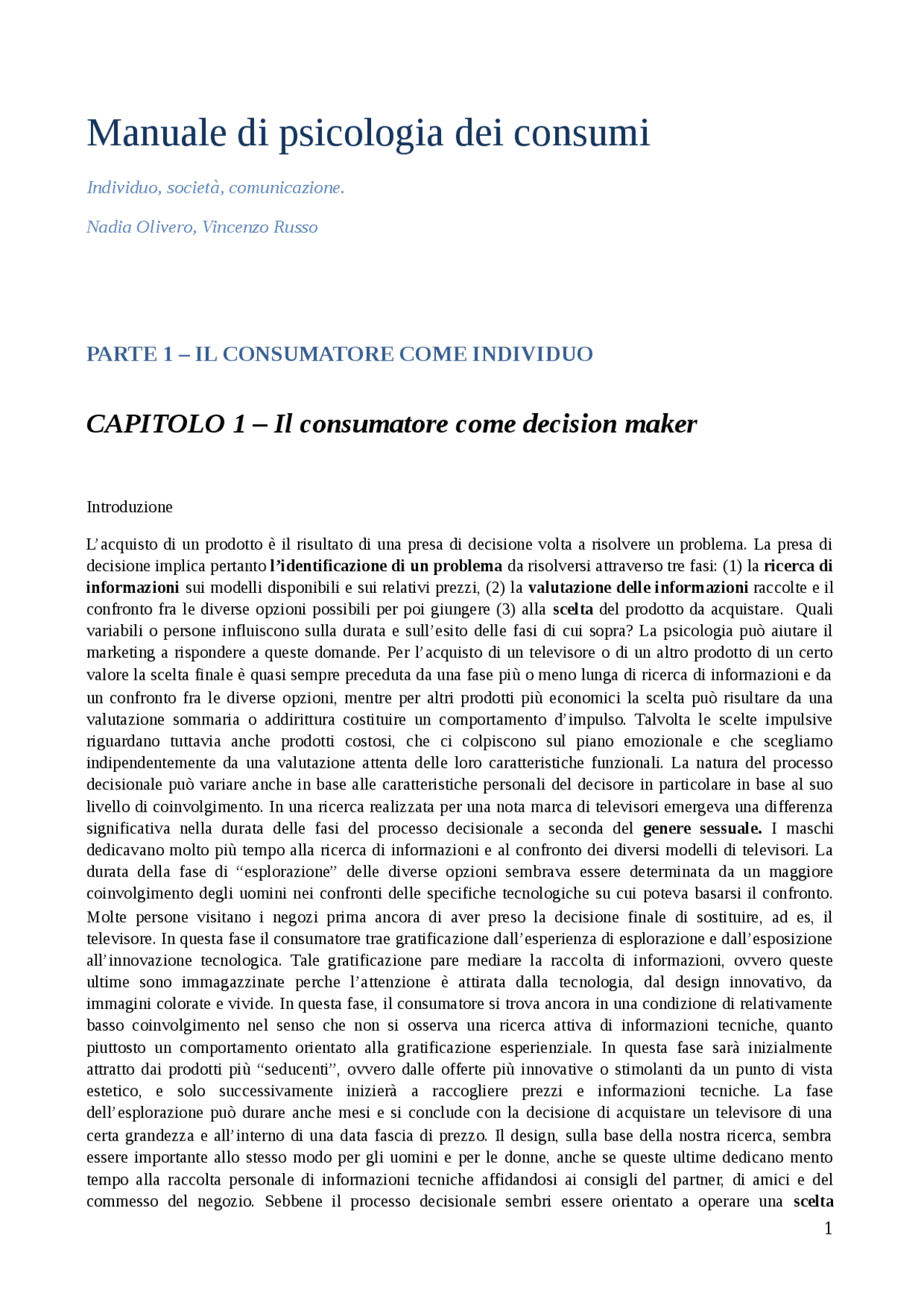 Riassunto Manuale Di Psicologia Dei Consumi 1 Docsity