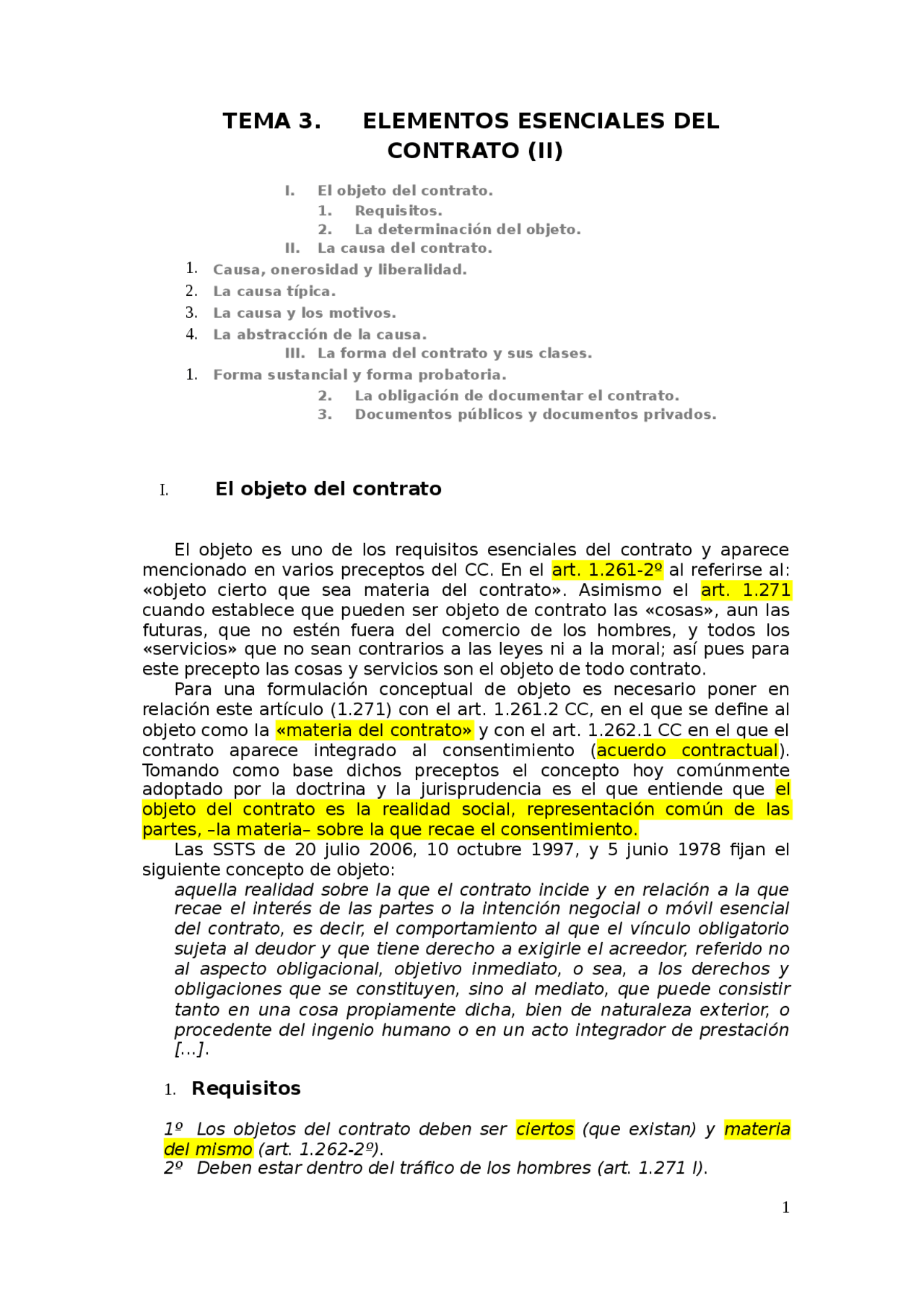 Tema 3. elementos esenciales del contrato (ii) | Study notes of Civil ...