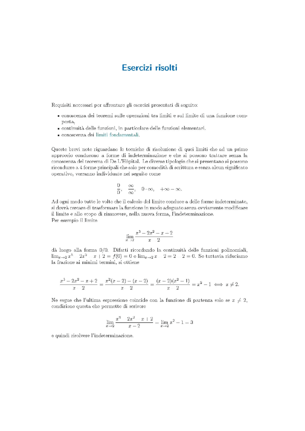 Appunti Di Matematica I Limiti Docsity