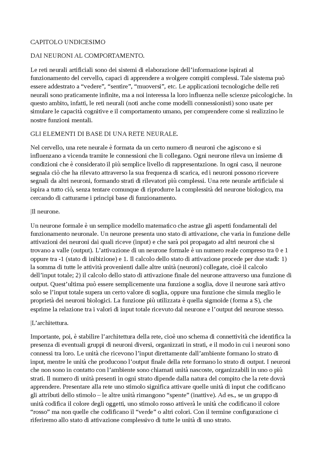 Psicologia Cognitiva Zorzi Girotto Capitolo Undicesimo Docsity