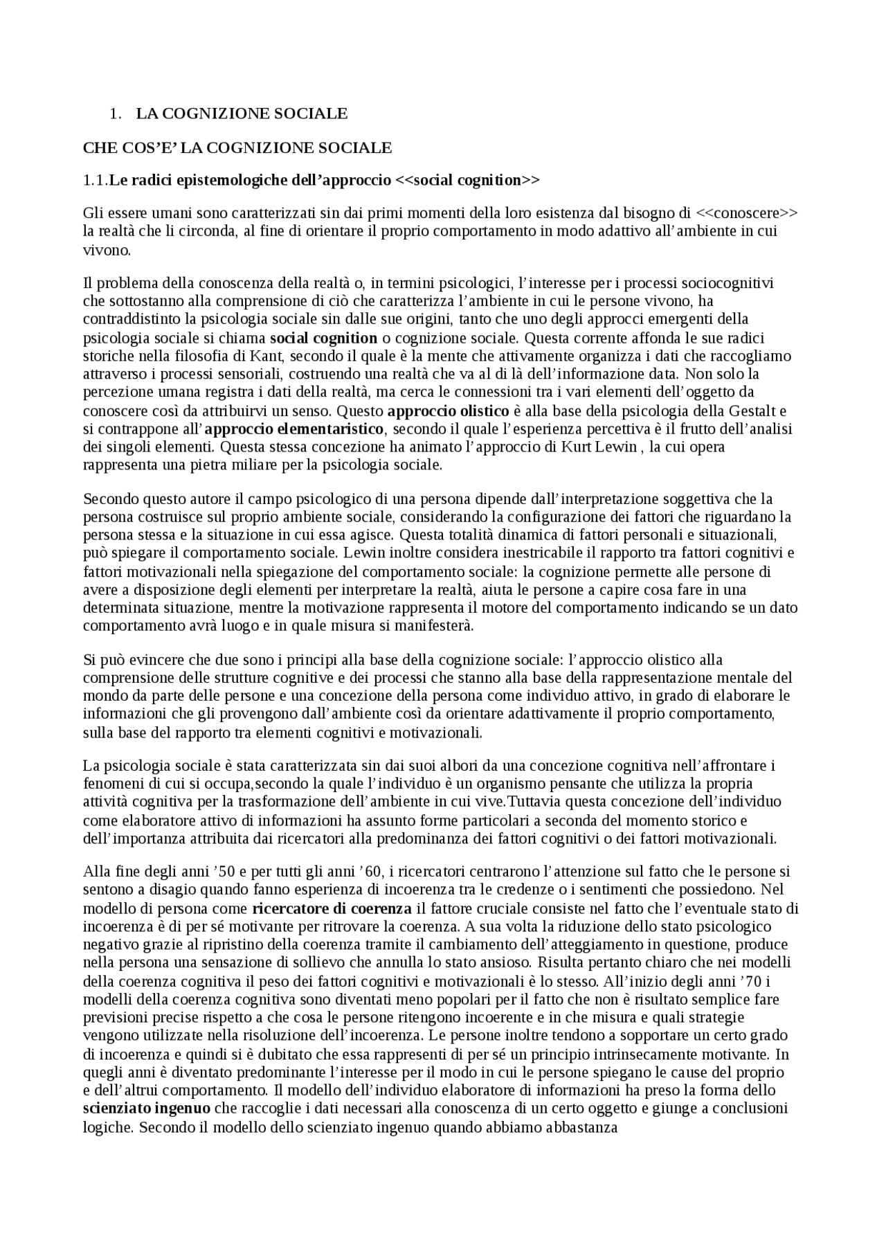 Che Cosè La Cognizione Sociale Docsity