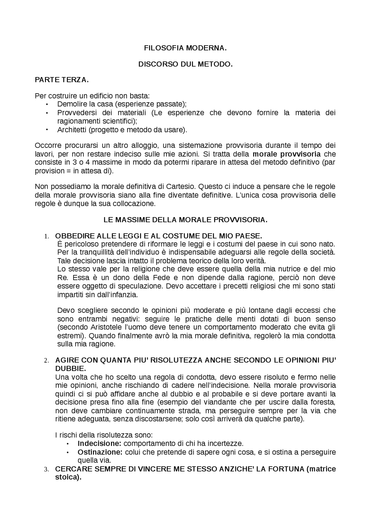 Discorso Sul Metodo Parte Terza Docsity