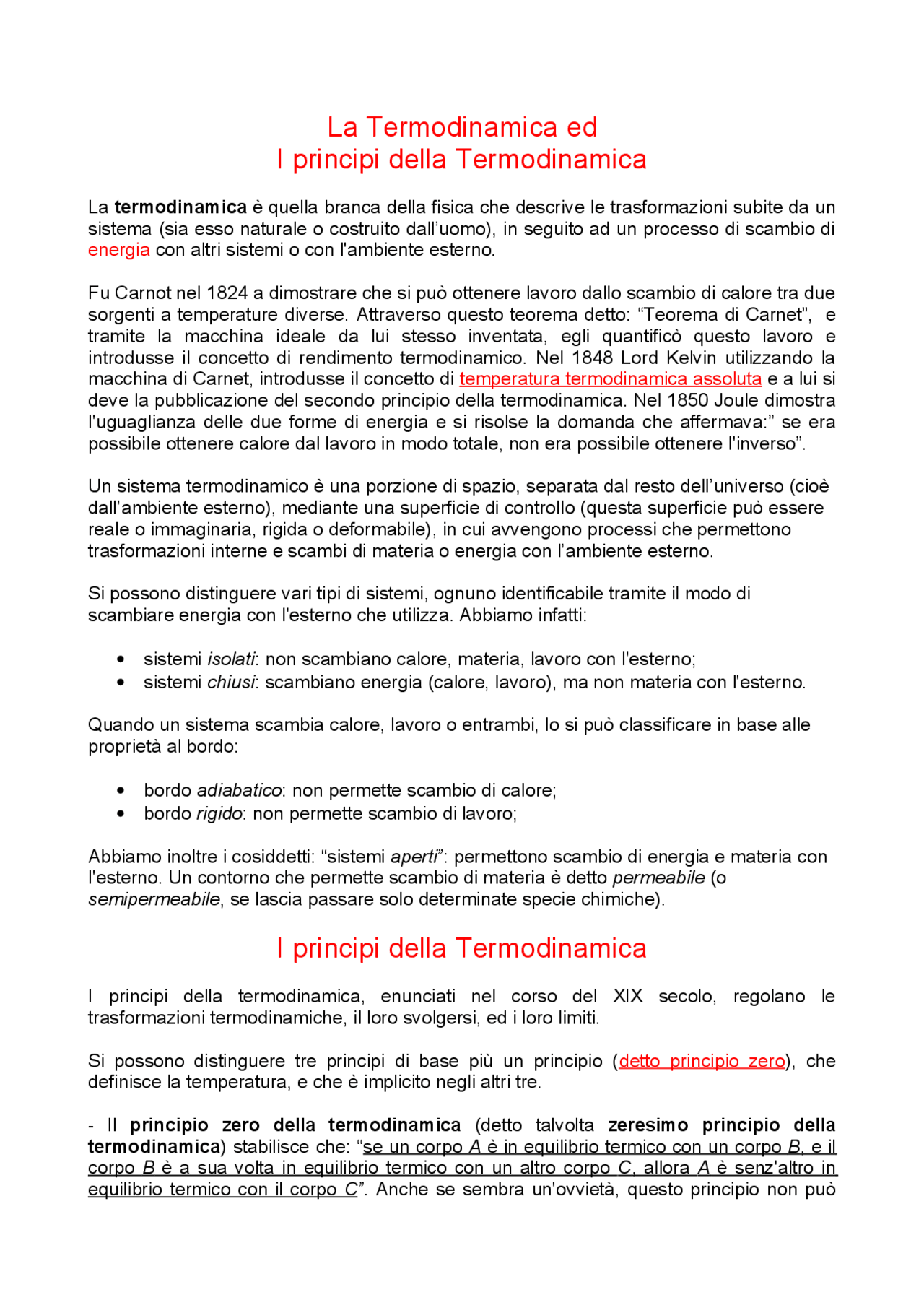 Principi Termodinamica Appunti Di Termodinamica Docsity