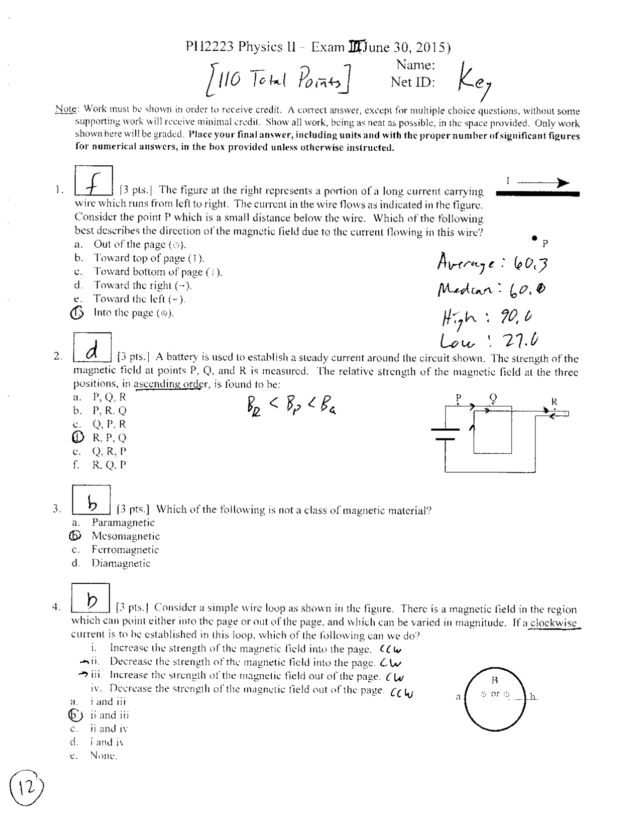 Physics Ii Exercices Solved For Exam Ii June 2015 Ph 2223 Docsity