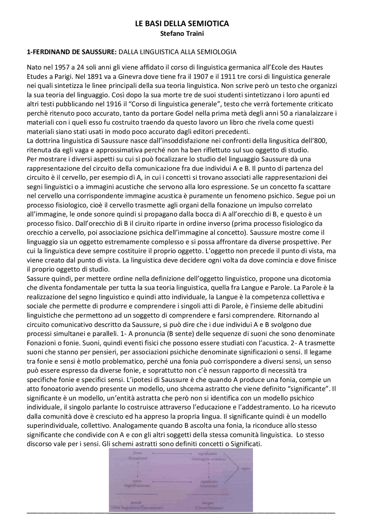 Riassunto Le Basi Della Semiotica Traini Docsity