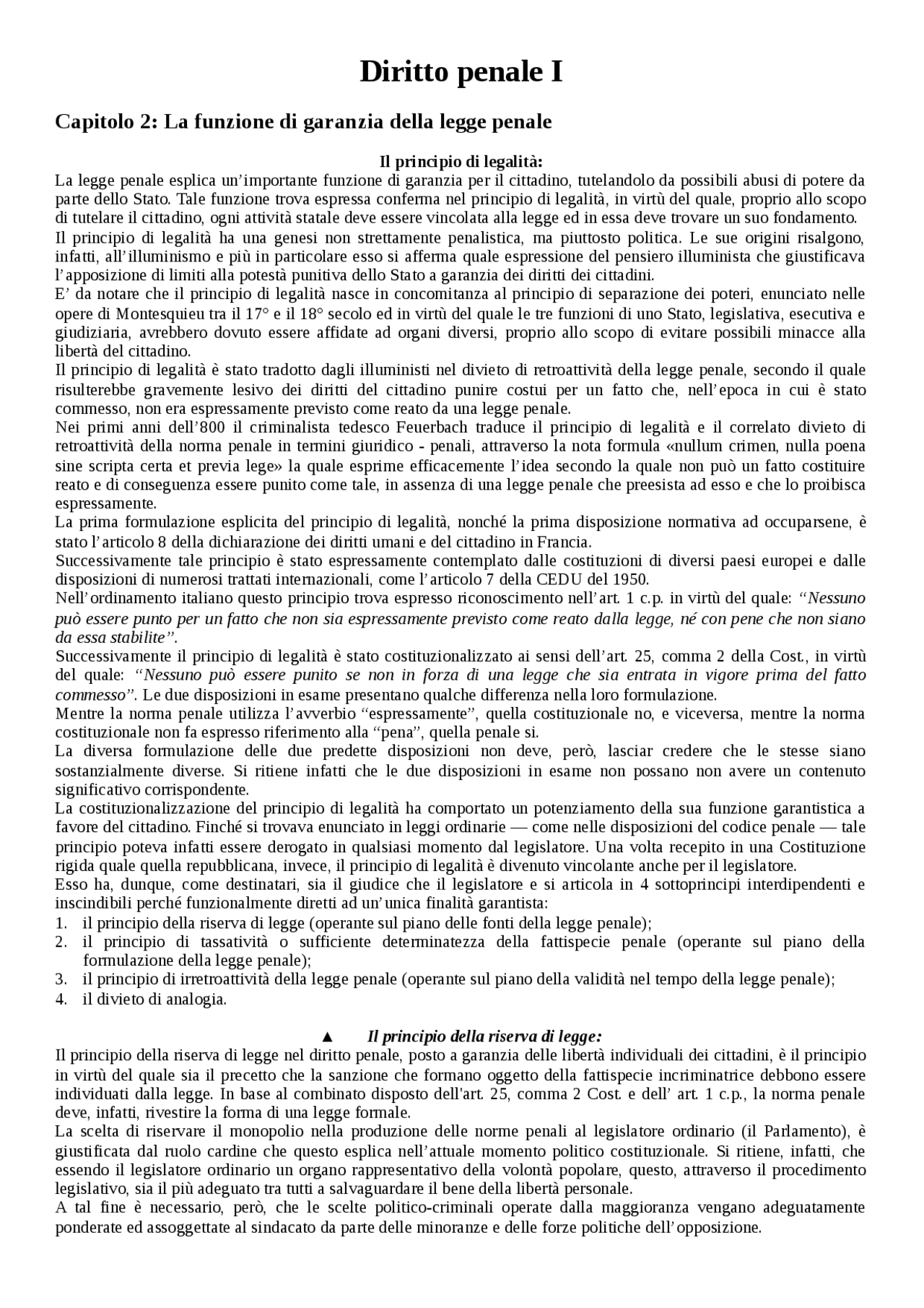 Diritto penale - Riassunto Fiandaca-Musco parte generale. Parte prima: capitoli 2 - 3 - 4 - 5 ...