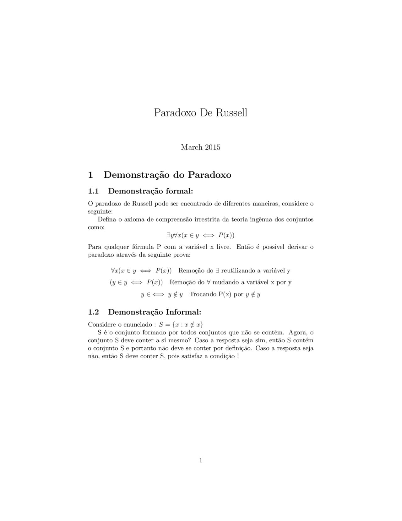 Paradoxo Russell Exercícios Lógica Docsity