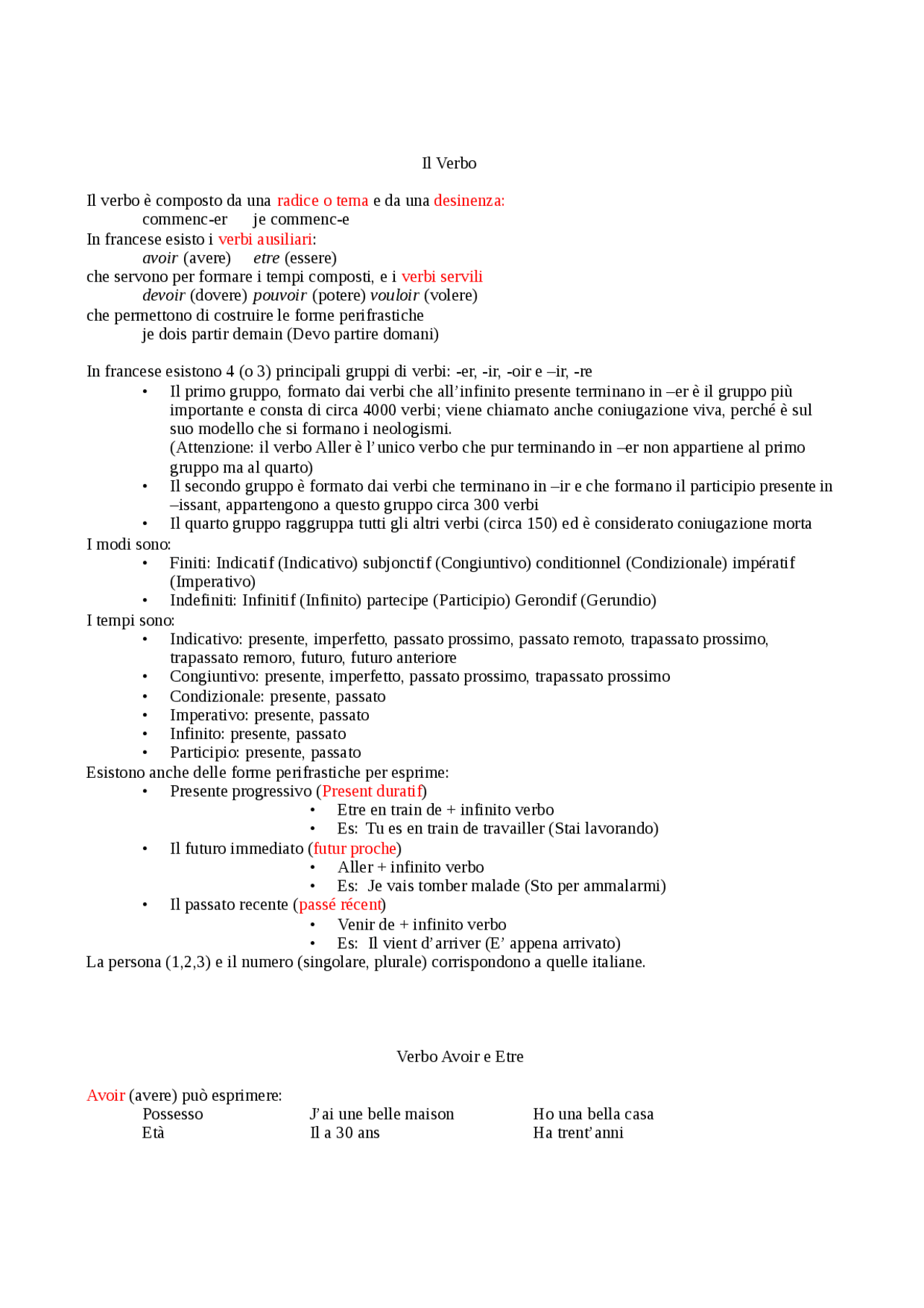 Breve Grammatica Francese Docsity