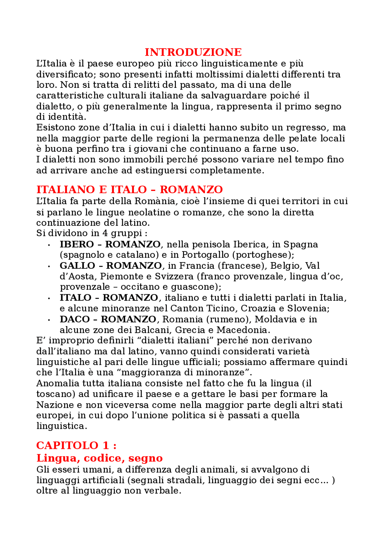Lingue E Dialetti Ditalia Riassunto E Appunti Docsity