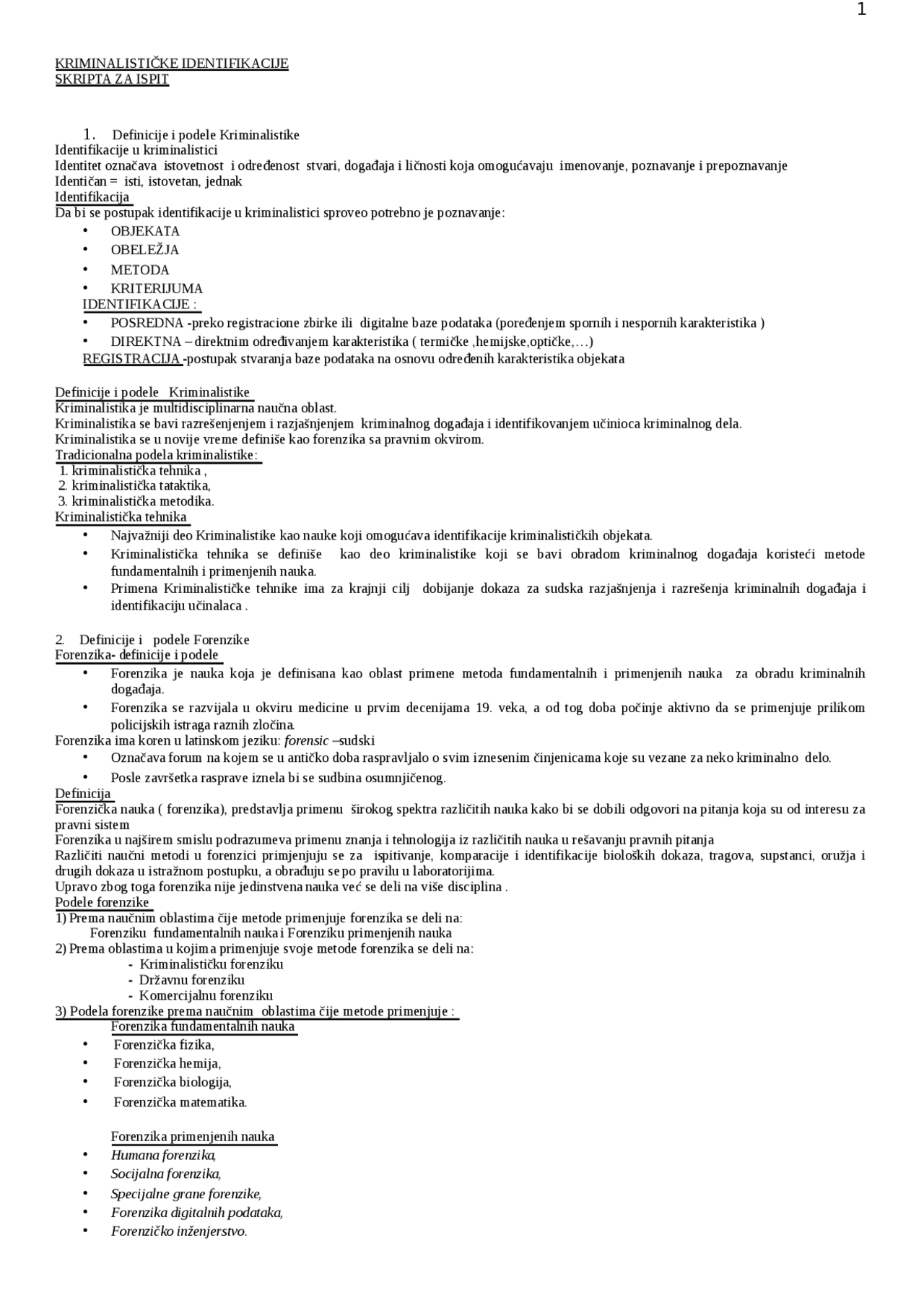 Identifikacije Skripta Rezime Predlog Kriminologija Docsity