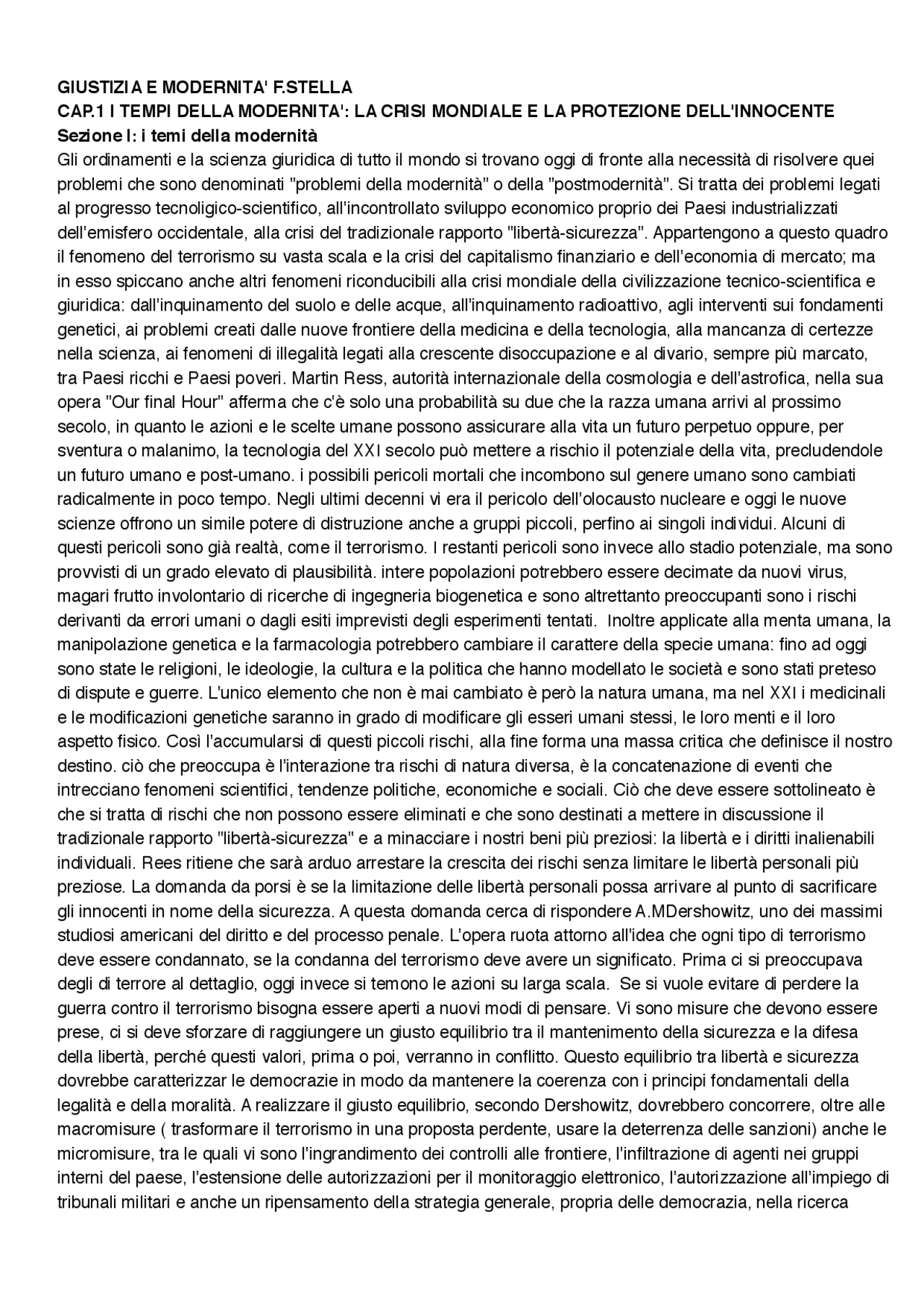 Riassunto Giustizia E Modernità Docsity