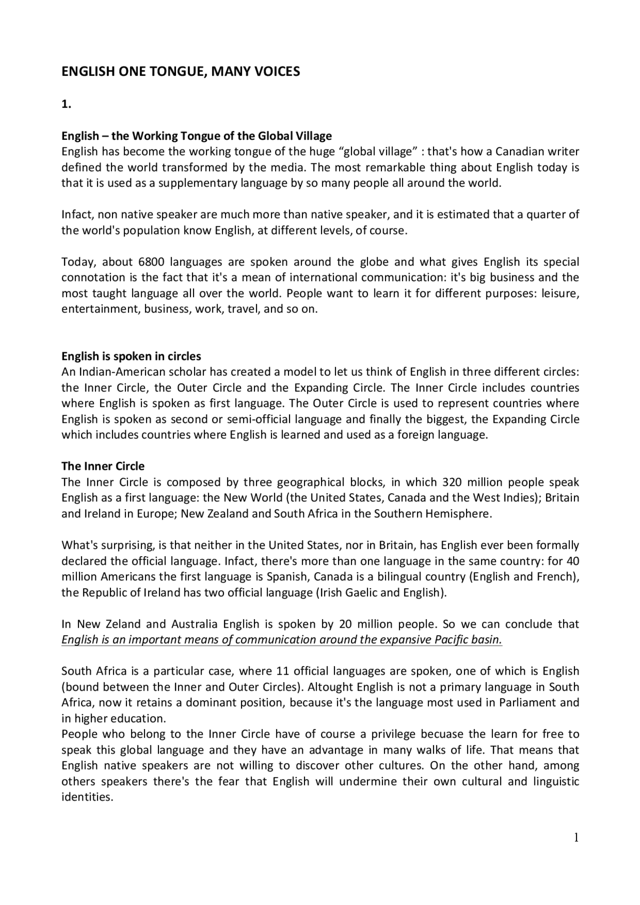 English. one tongue, many voices - Docsity