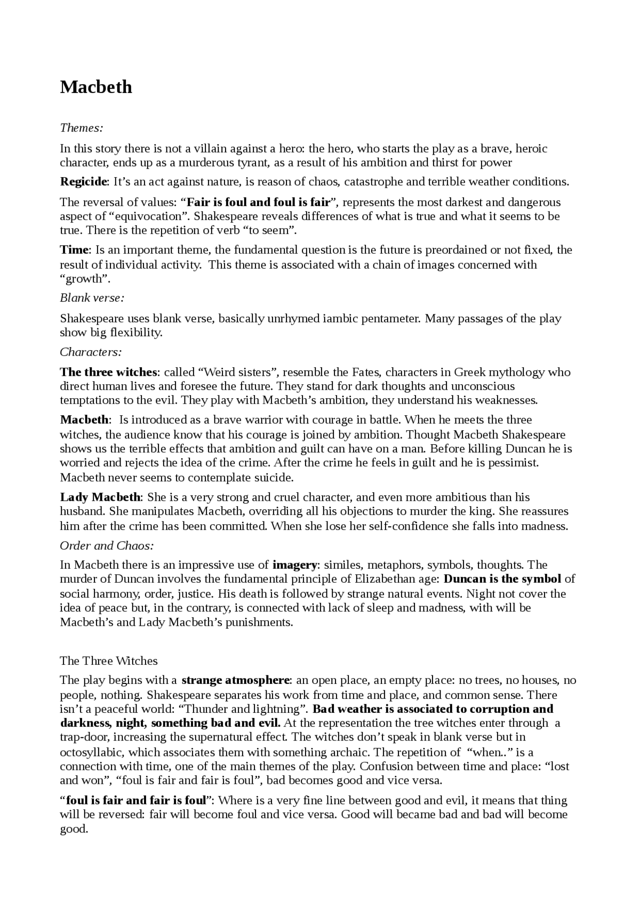 Macbeth Notes De Anglais Docsity