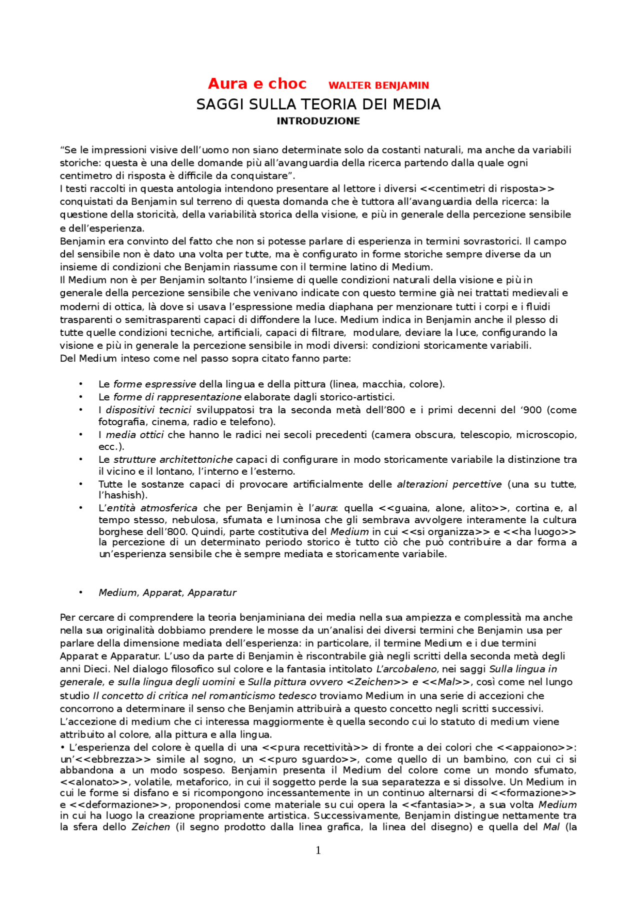 Riassunto Del Libro Aura E Choc Di Walter Benjamin Docsity