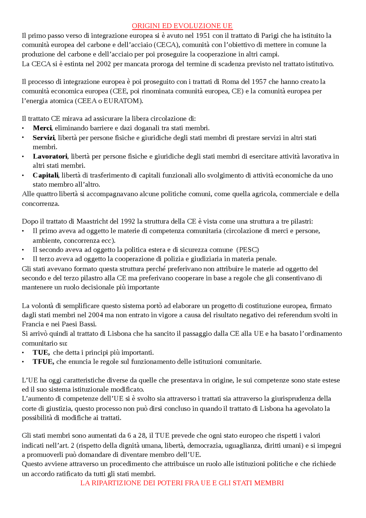 Riassunti Diritto Comunitario - Esame Prof.Adinolfi unifi - Docsity