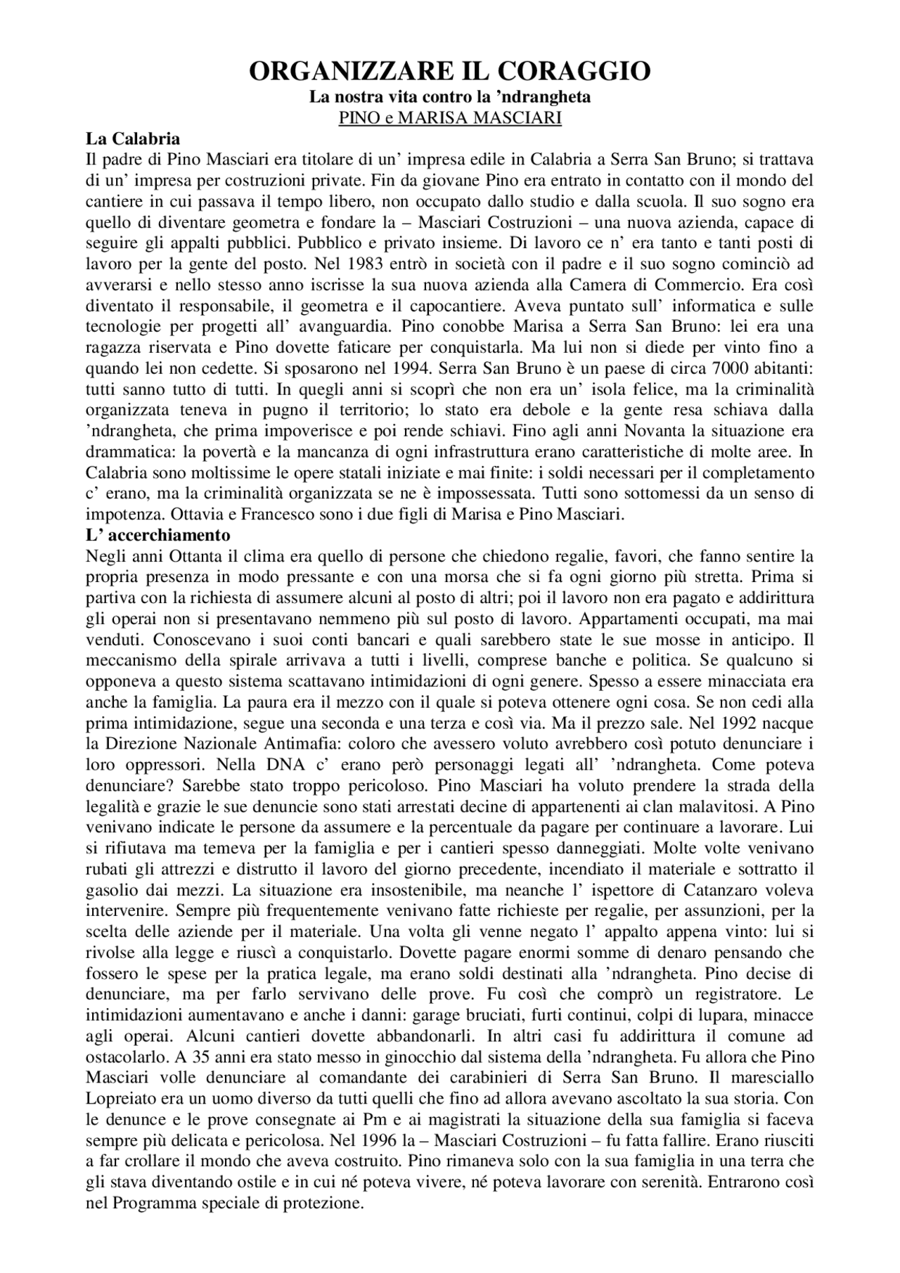 Riassunto Organizzare Il Coraggio Docsity