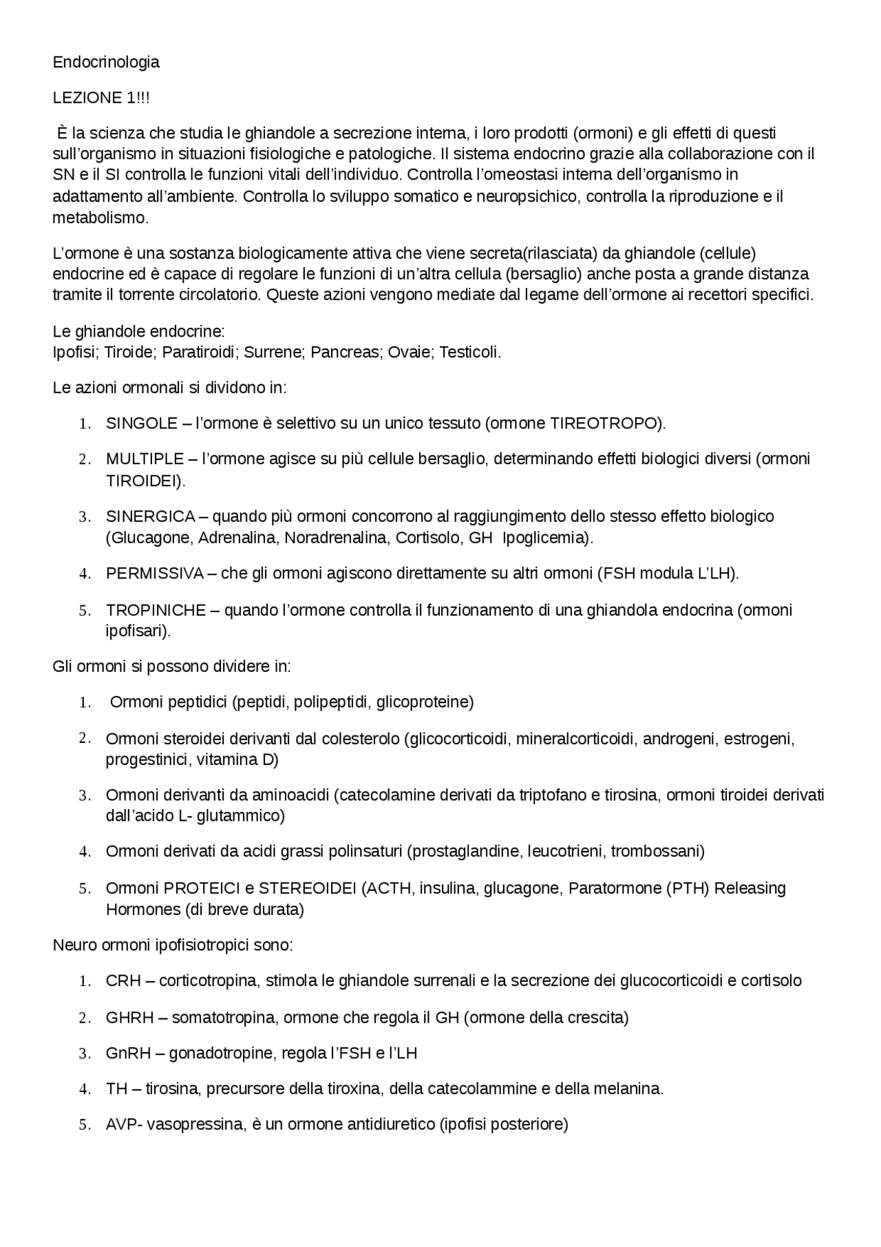 Appunti Endocrinologia Docsity