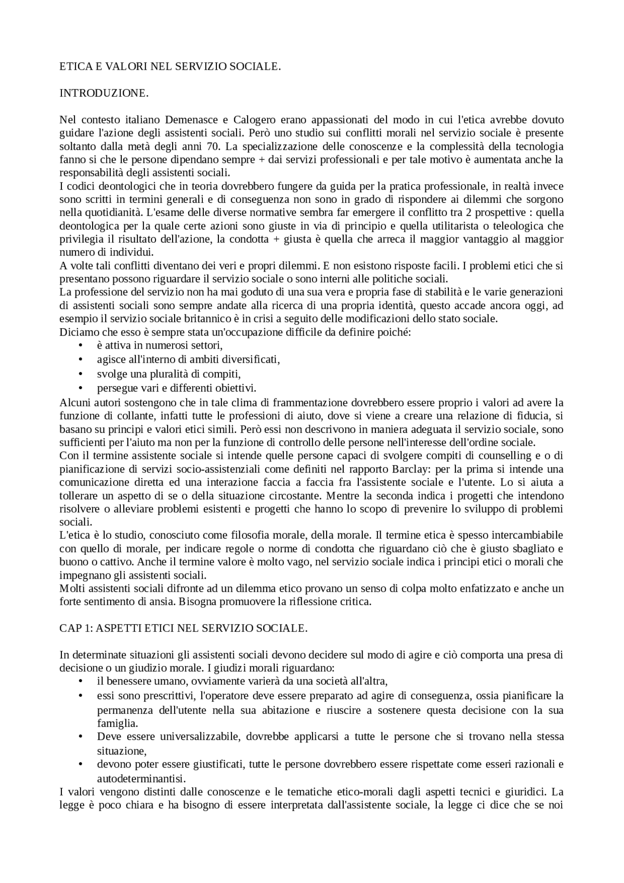 Etica E Valori Del Servizio Sociale Docsity