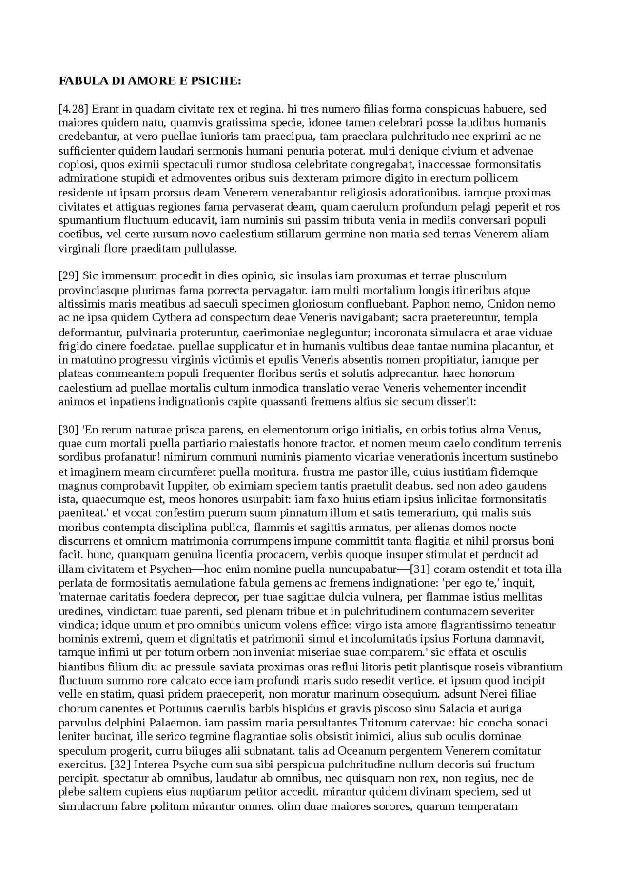 Fabula Di Amore E Psiche Docsity