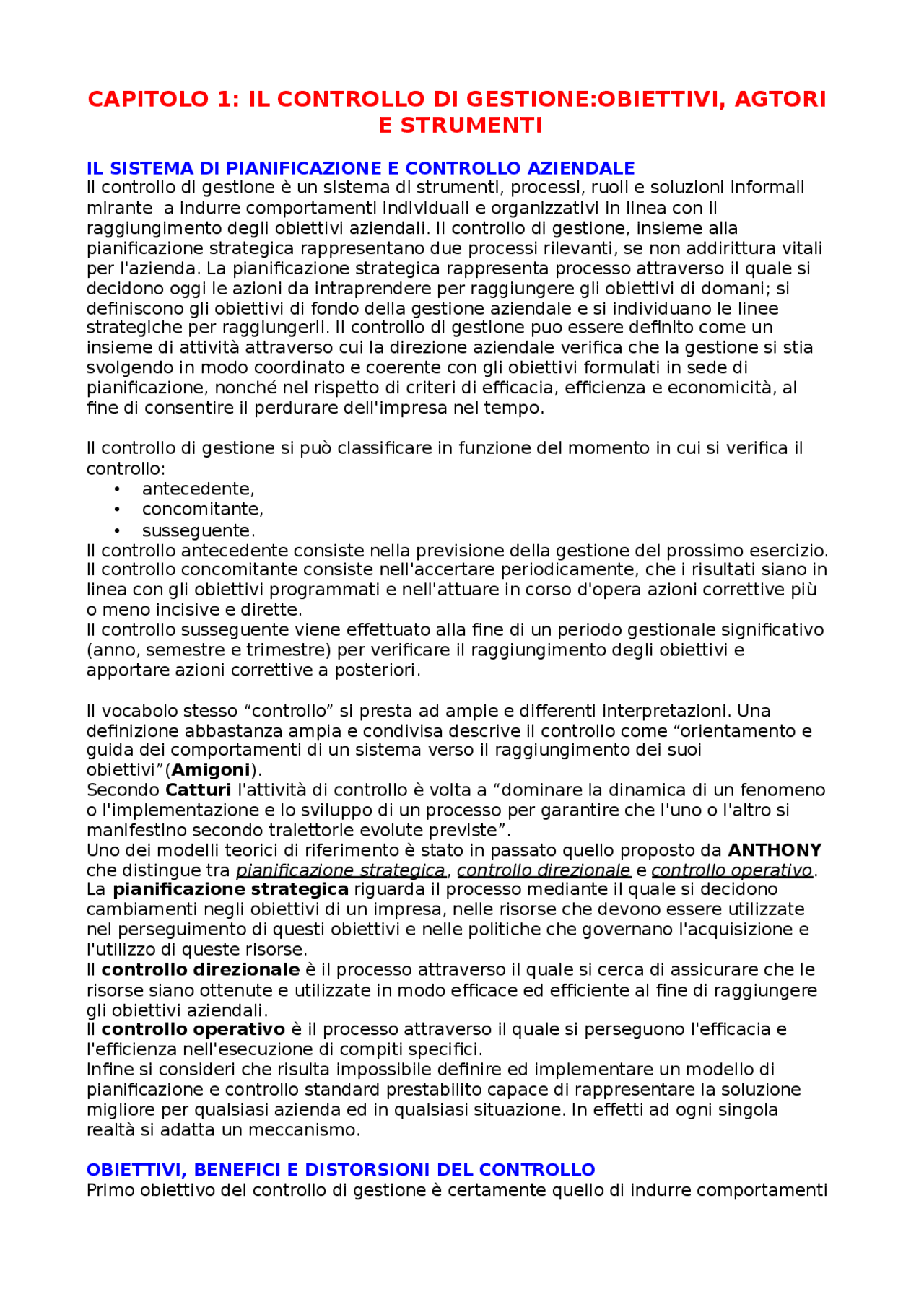 Appunti Programmazione E Controllo Docsity