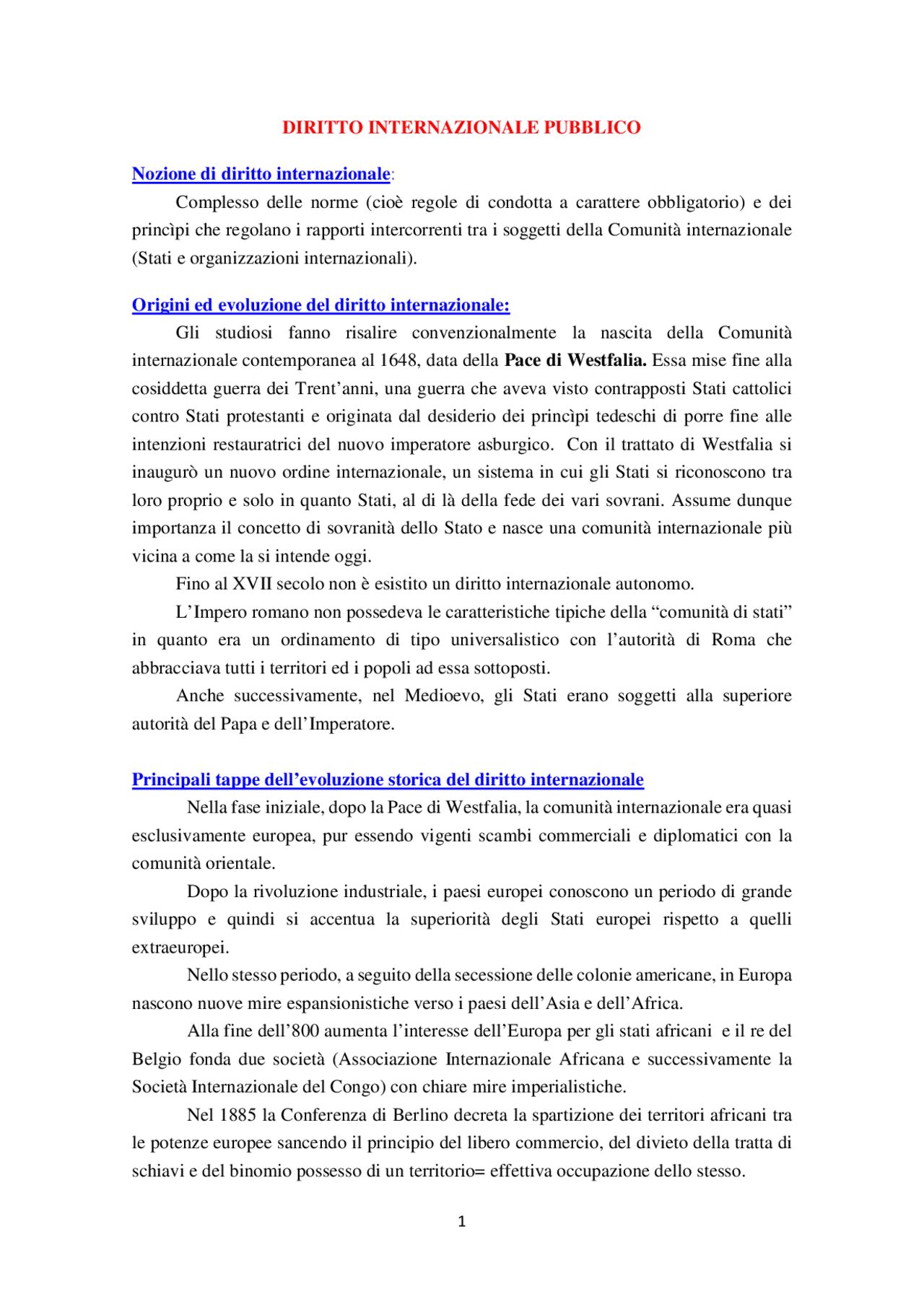 Riassunto Diritto Internazionale Pubblico Conforti Docsity