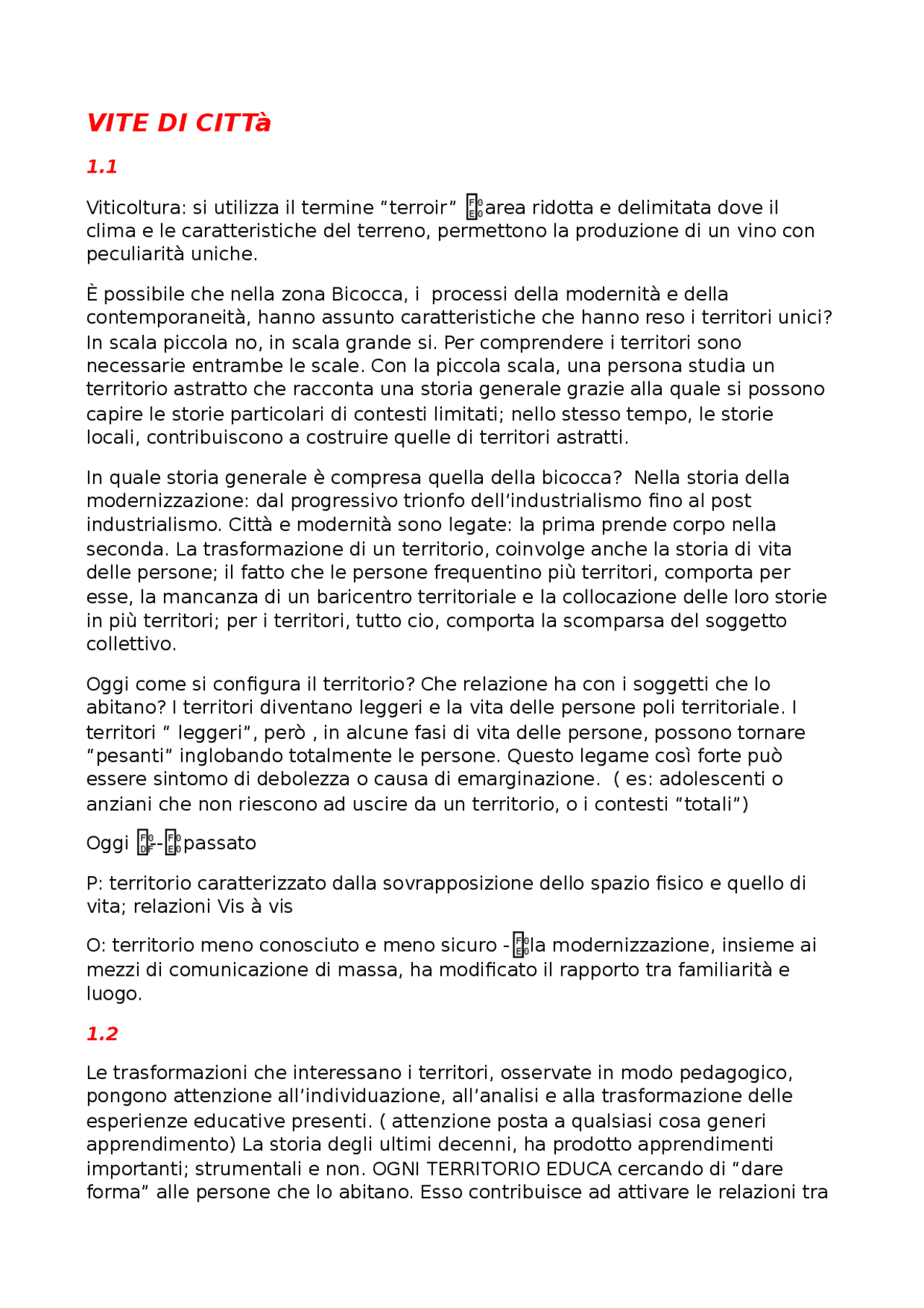 Riassunto Vite Di Città Docsity
