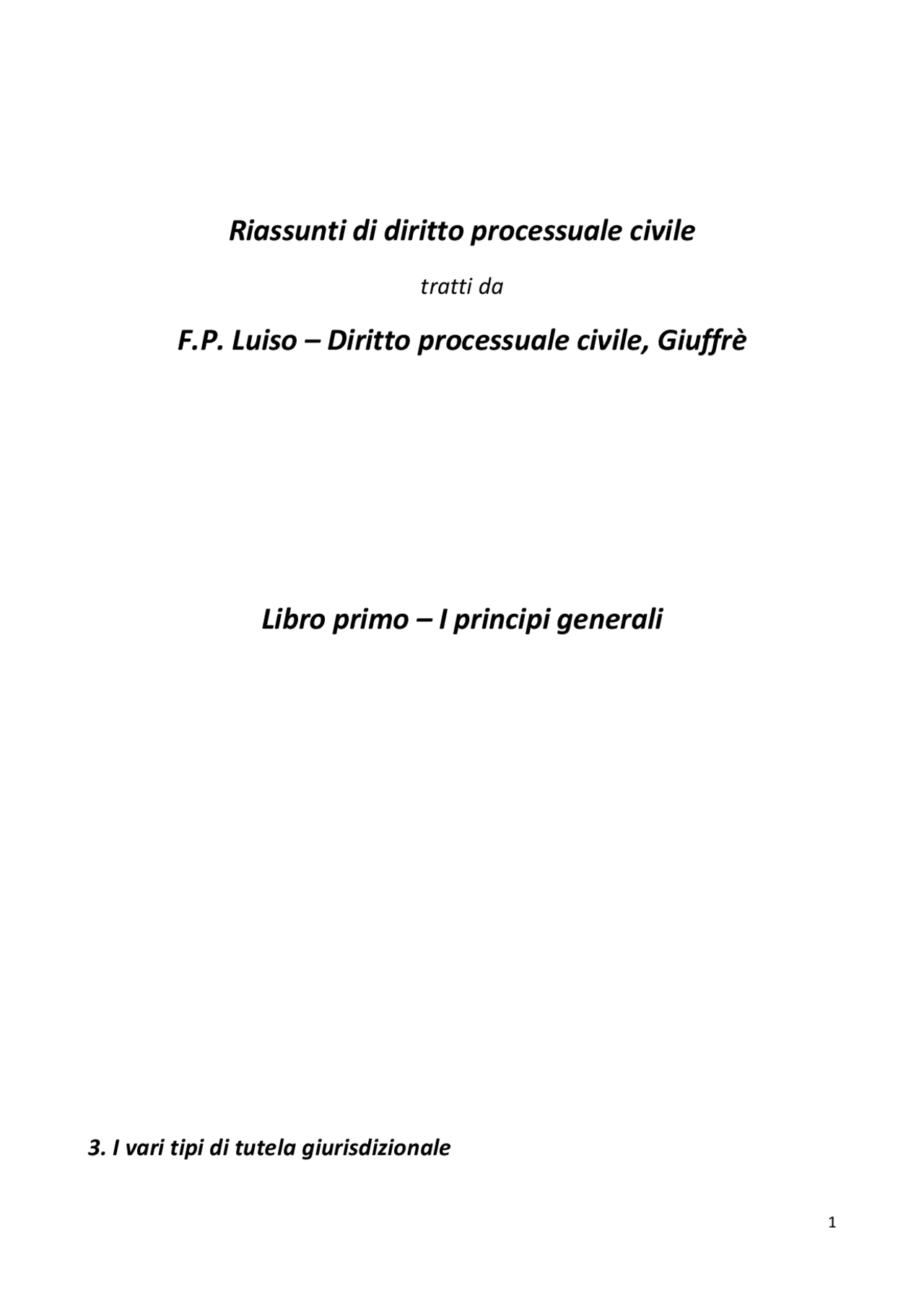 Diritto Processuale Civile Luisovol1 I Principi Docsity