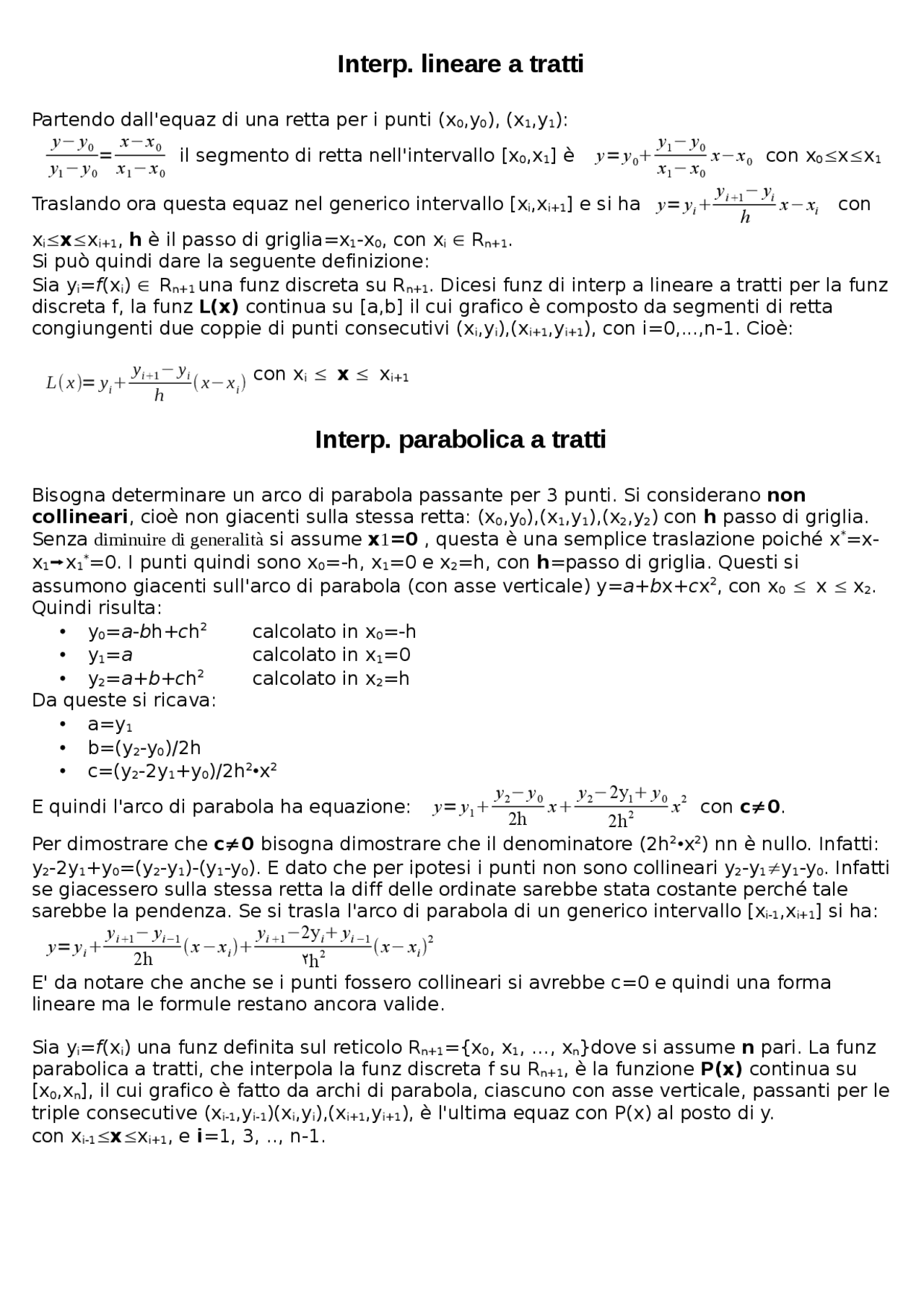 Calcolo Numerico Sintesi Docsity