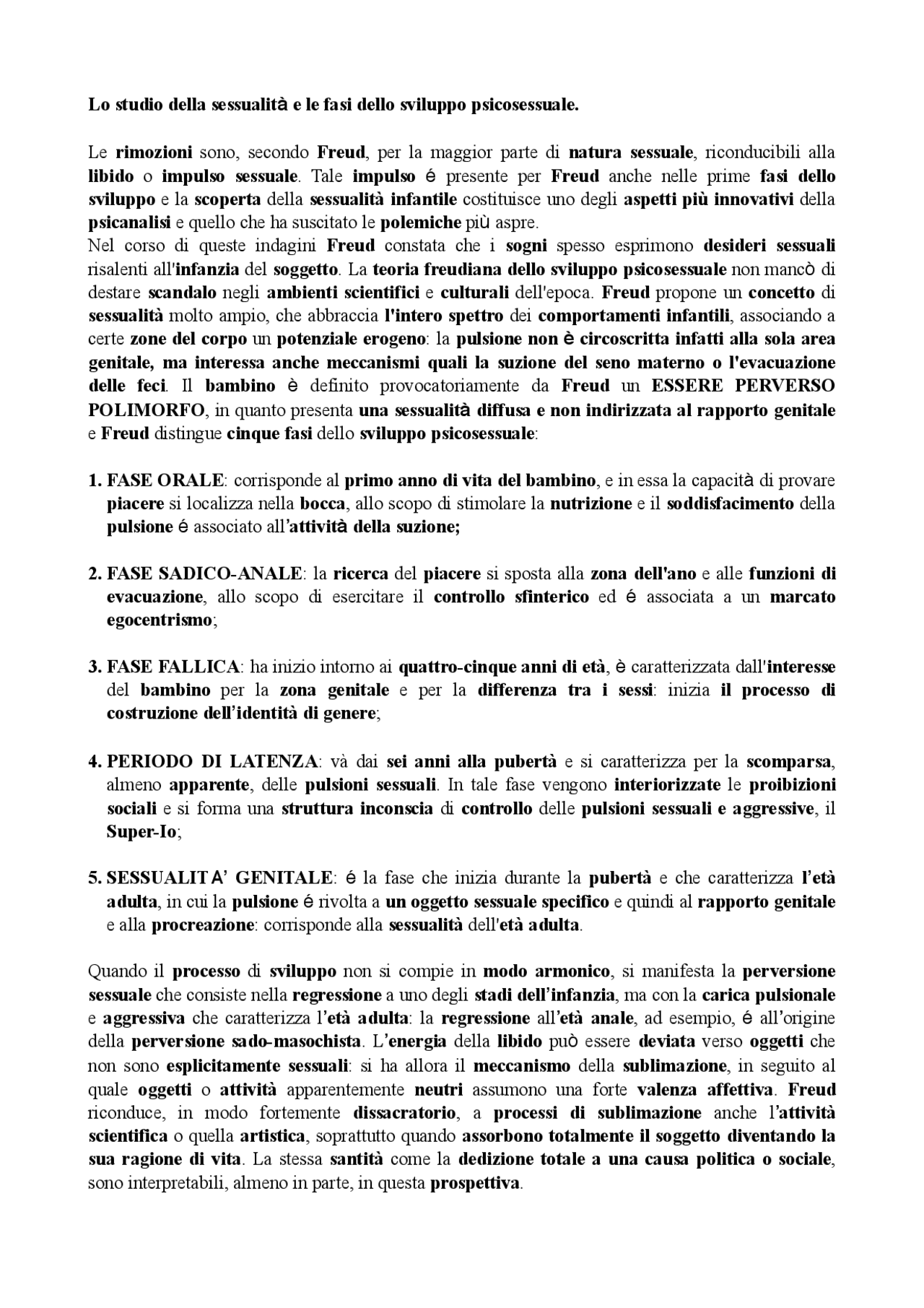 Freud Lo Sviluppo Psicosessuale E La Personalità Docsity