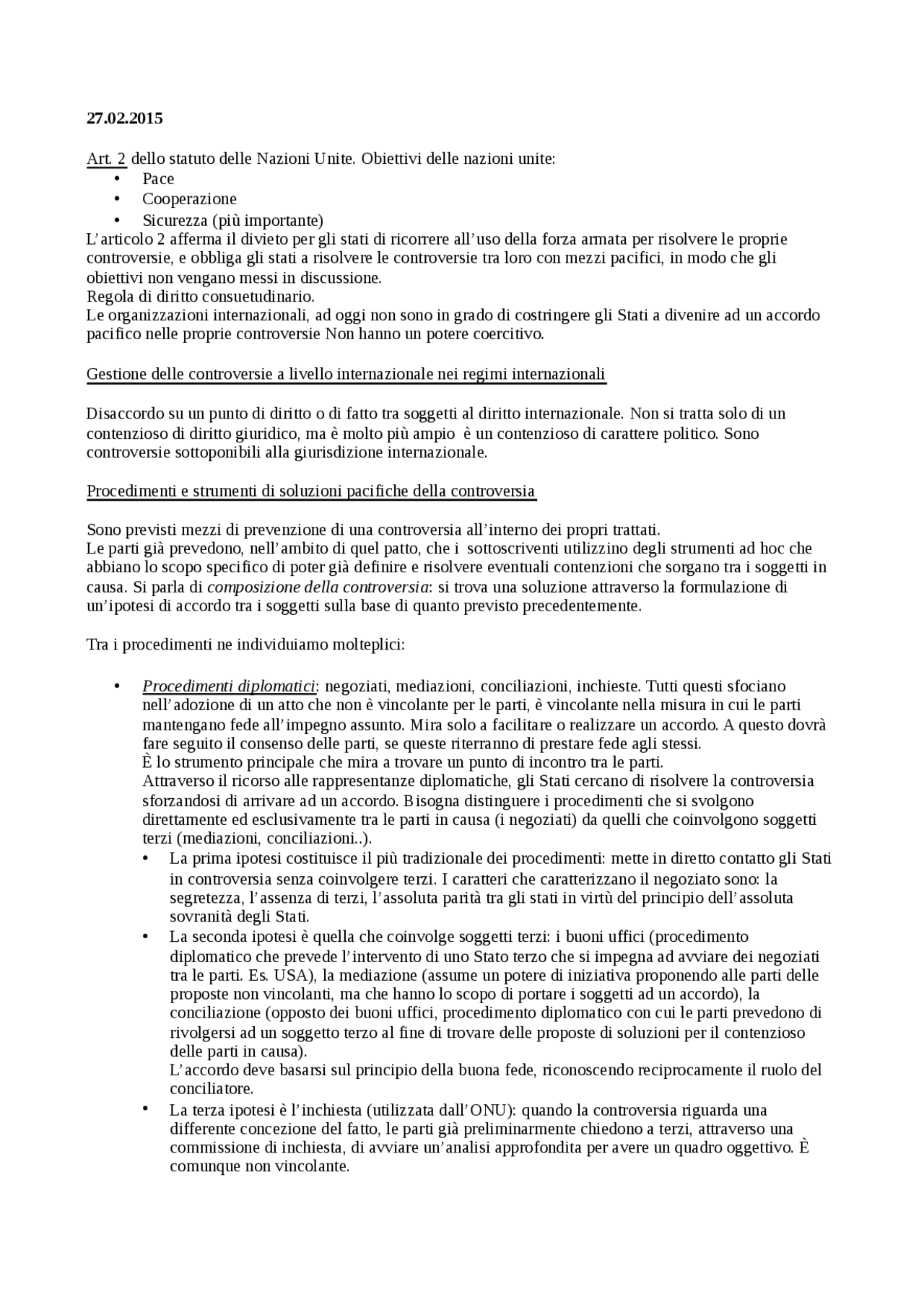 Appunti Ii Semestre Di Regimi Internazionali Ucsc Docsity