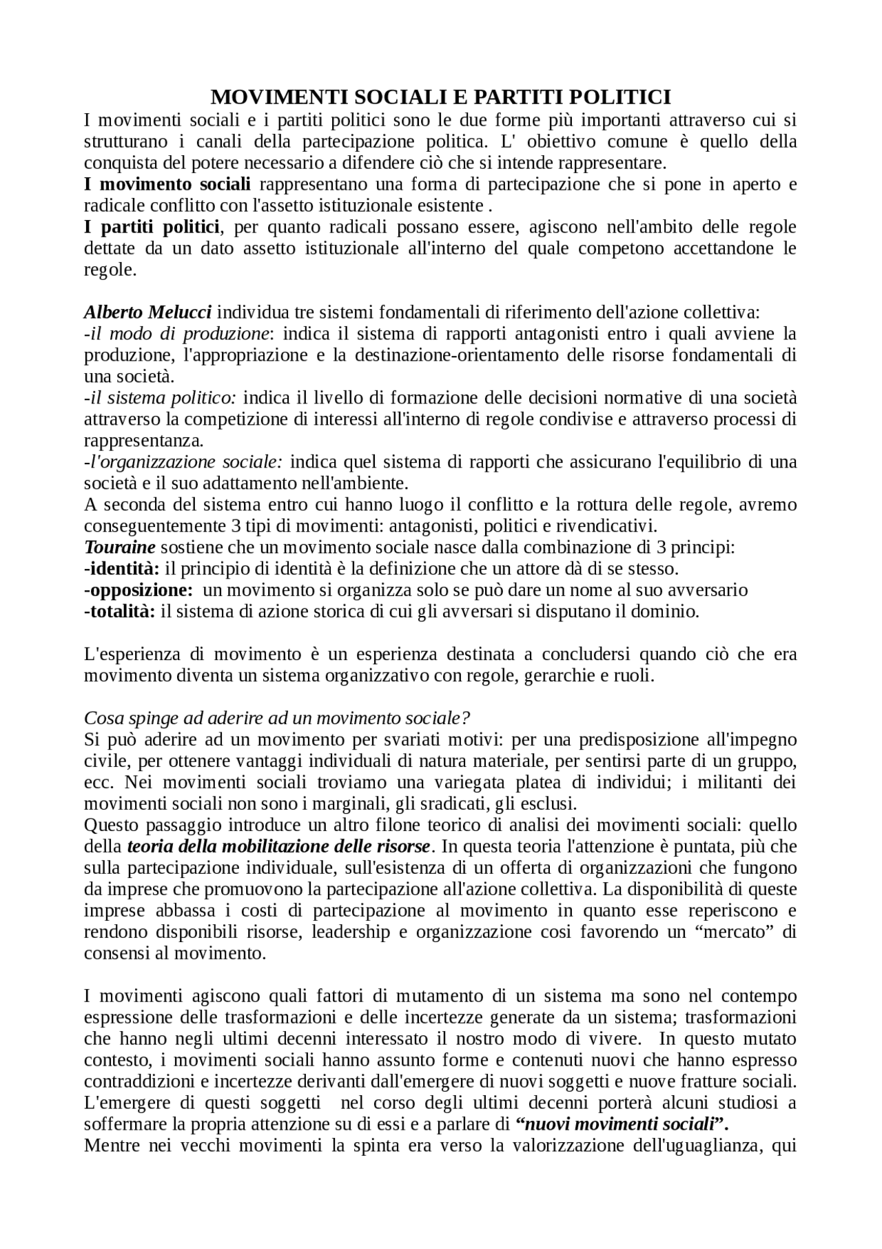 Movimenti E Partiti Docsity