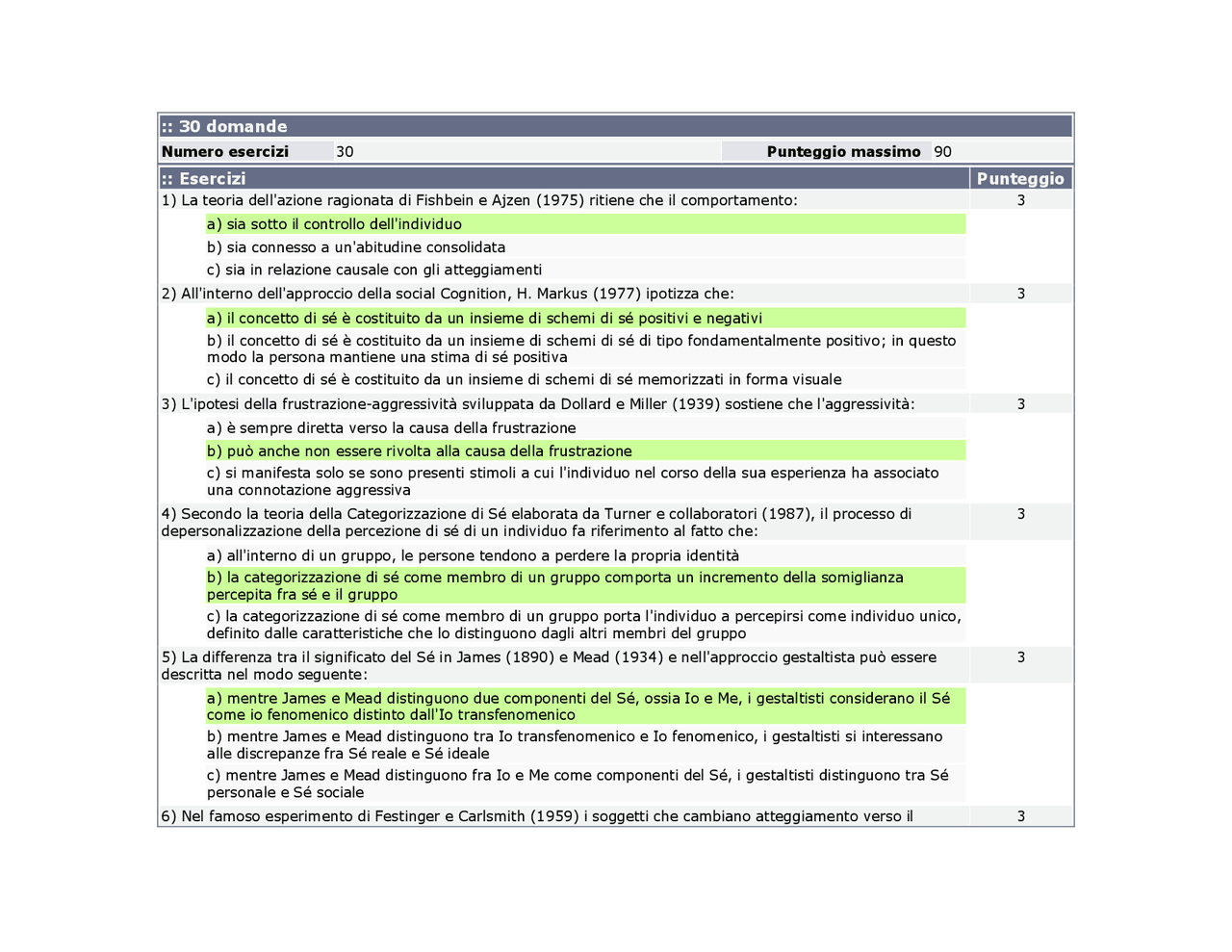 Domande Di Psicologia Cognitiva Docsity
