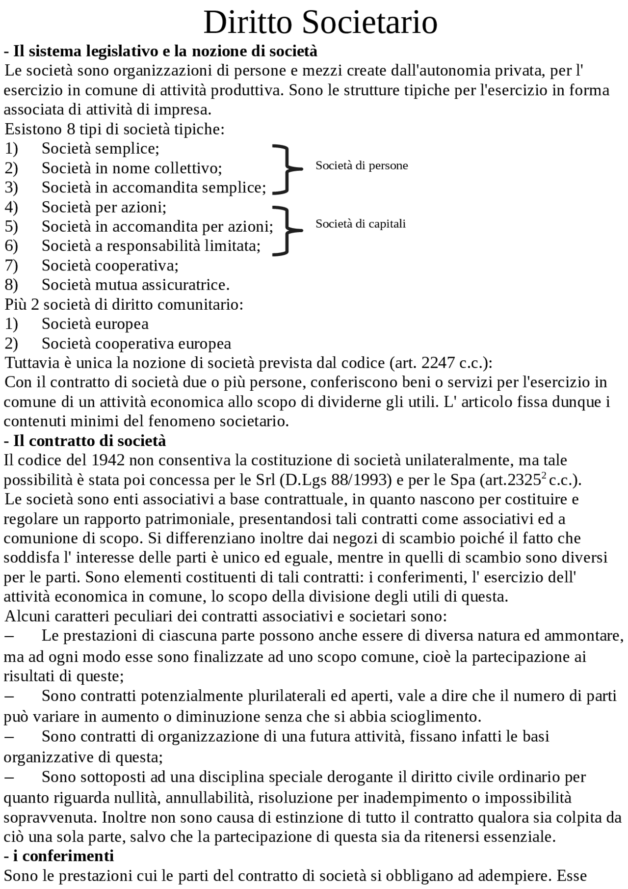 Diritto Societario Docsity