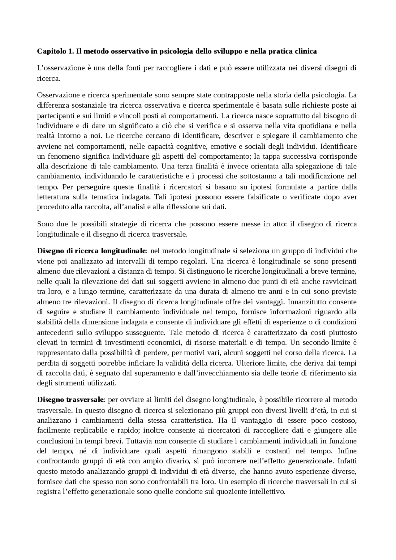 Tecniche Di Osservazione Del Comportamento Infantile Docsity