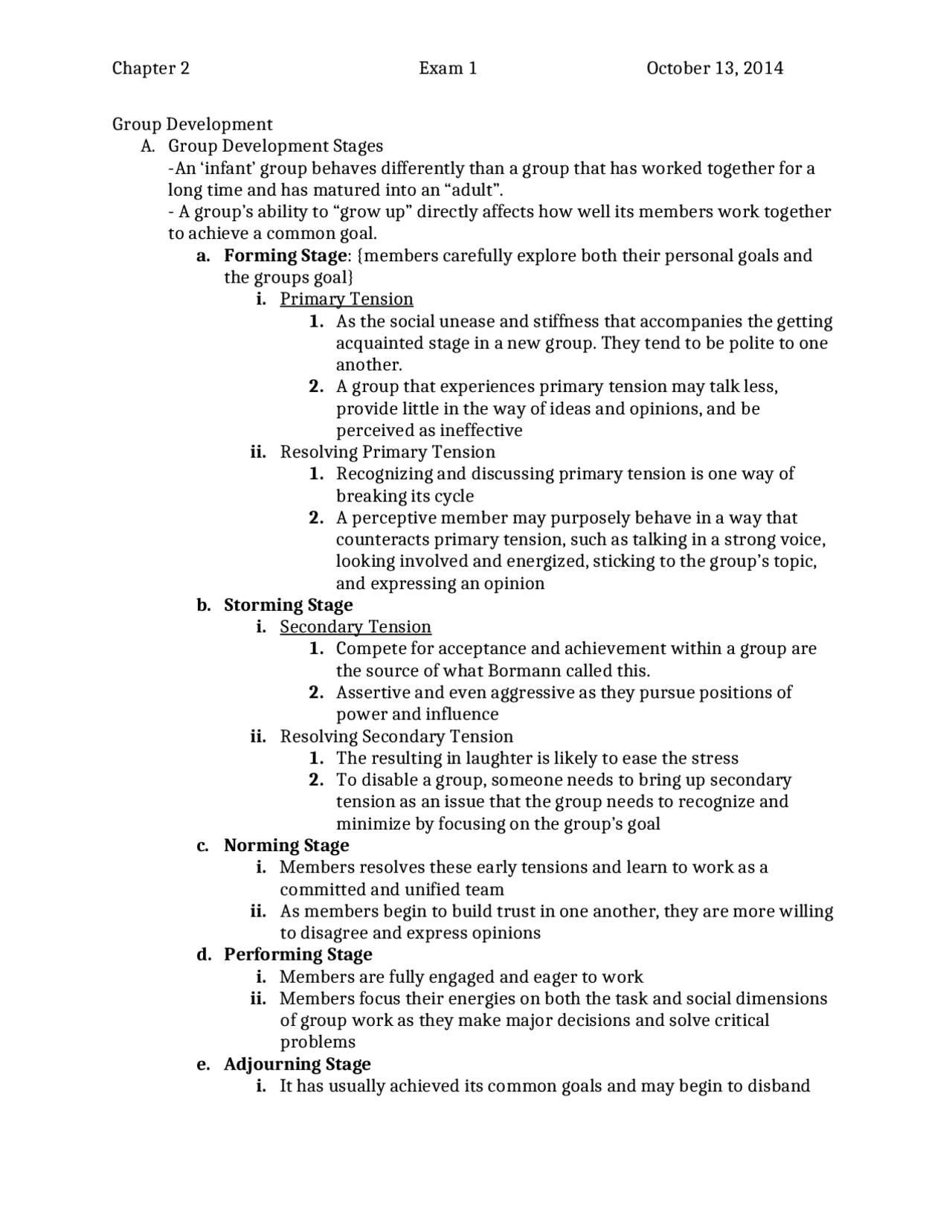 Group Development of Stages in Communication | CMST 2064 - Docsity