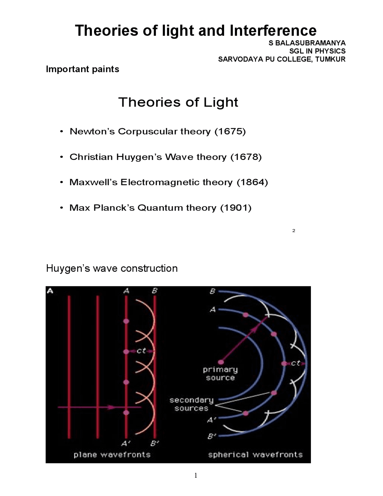 Theories of light - Docsity