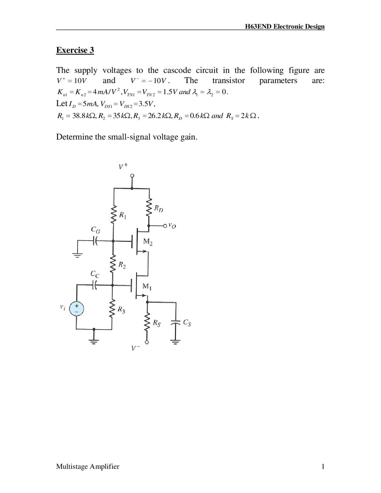 Exercise 3 Fet Multistage Amplifier Docsity
