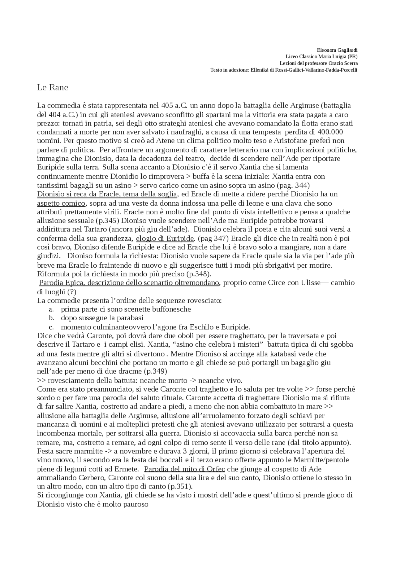 Rane Di Aristofane Docsity