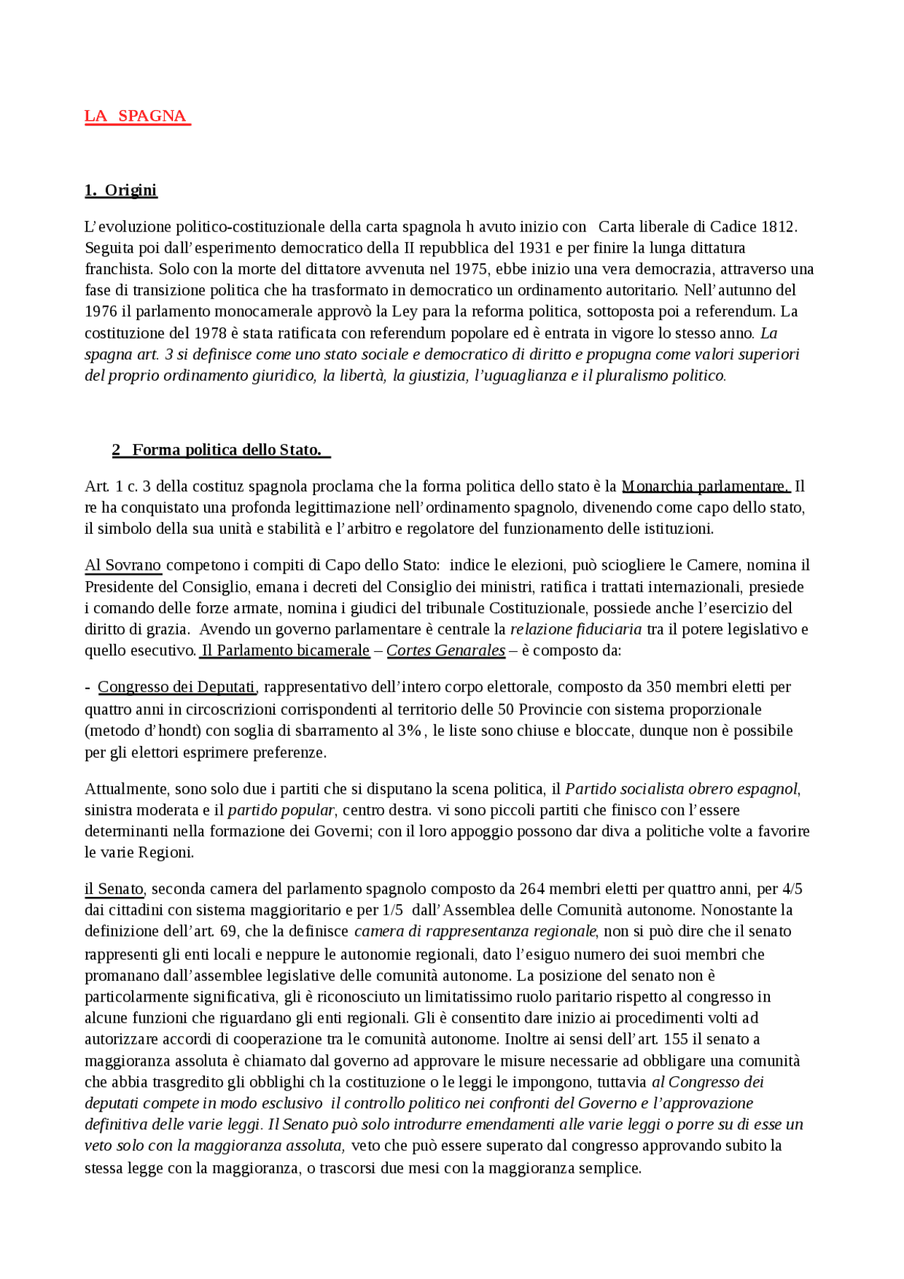 La Spagna Docsity