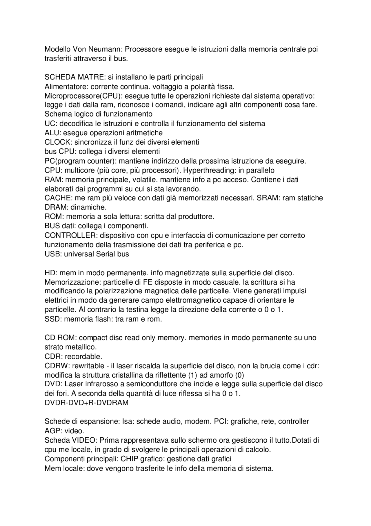 Elementi Di Informatica Riassunto Docsity