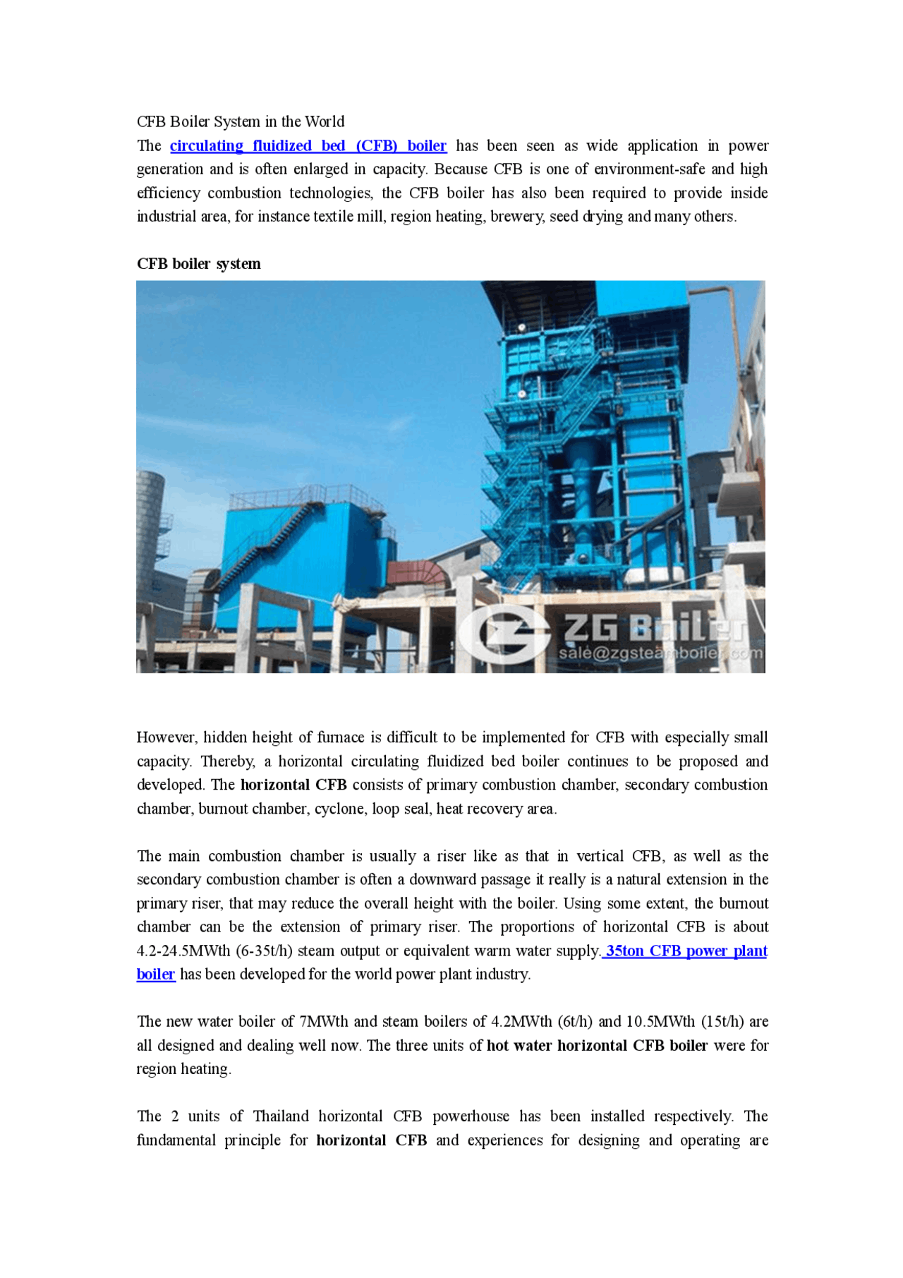 Cfb boiler system in the world - Docsity