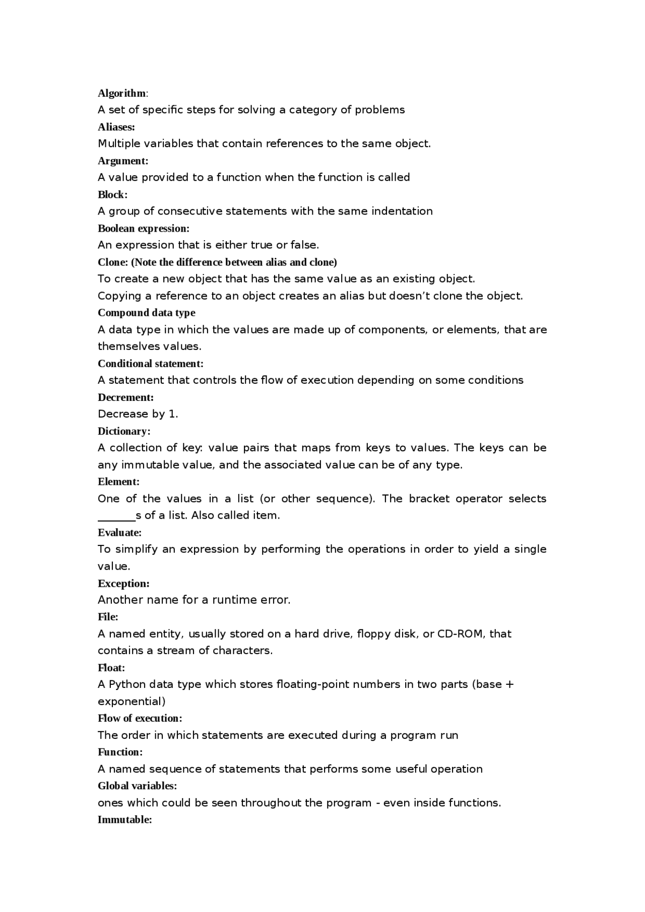 Vocabulary for Introduction to Computing | CS 1301 | Study notes ...