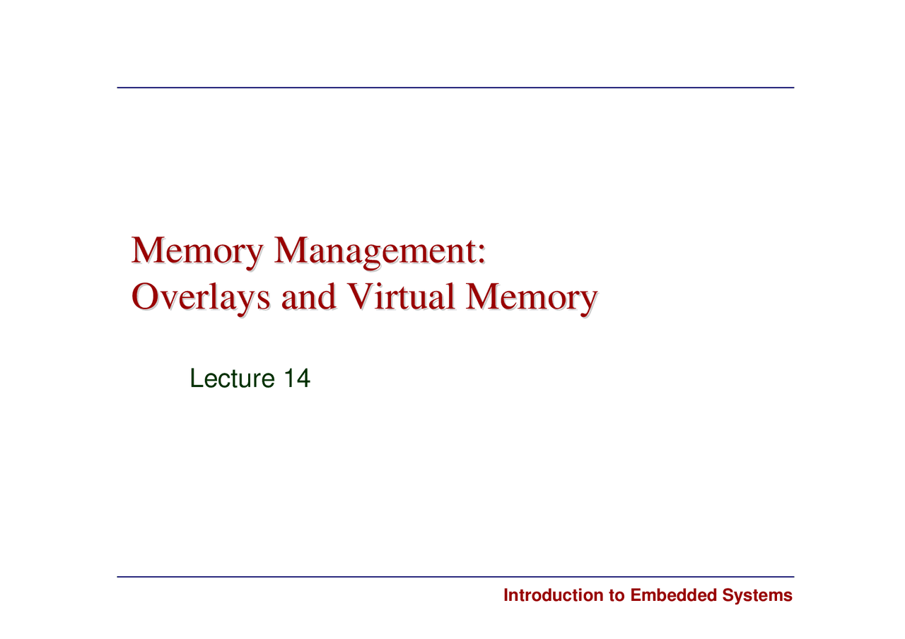 Memory management overlays and virtual memory | Thesis Operating ...