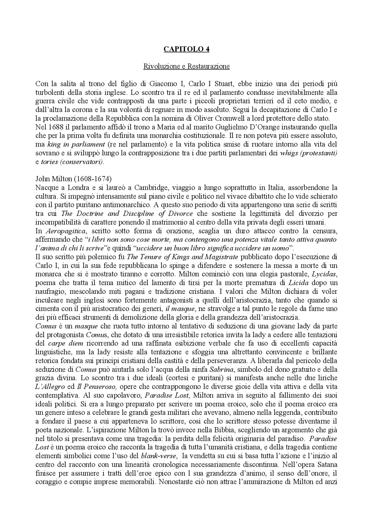 Riassunto Bertinetti Docsity