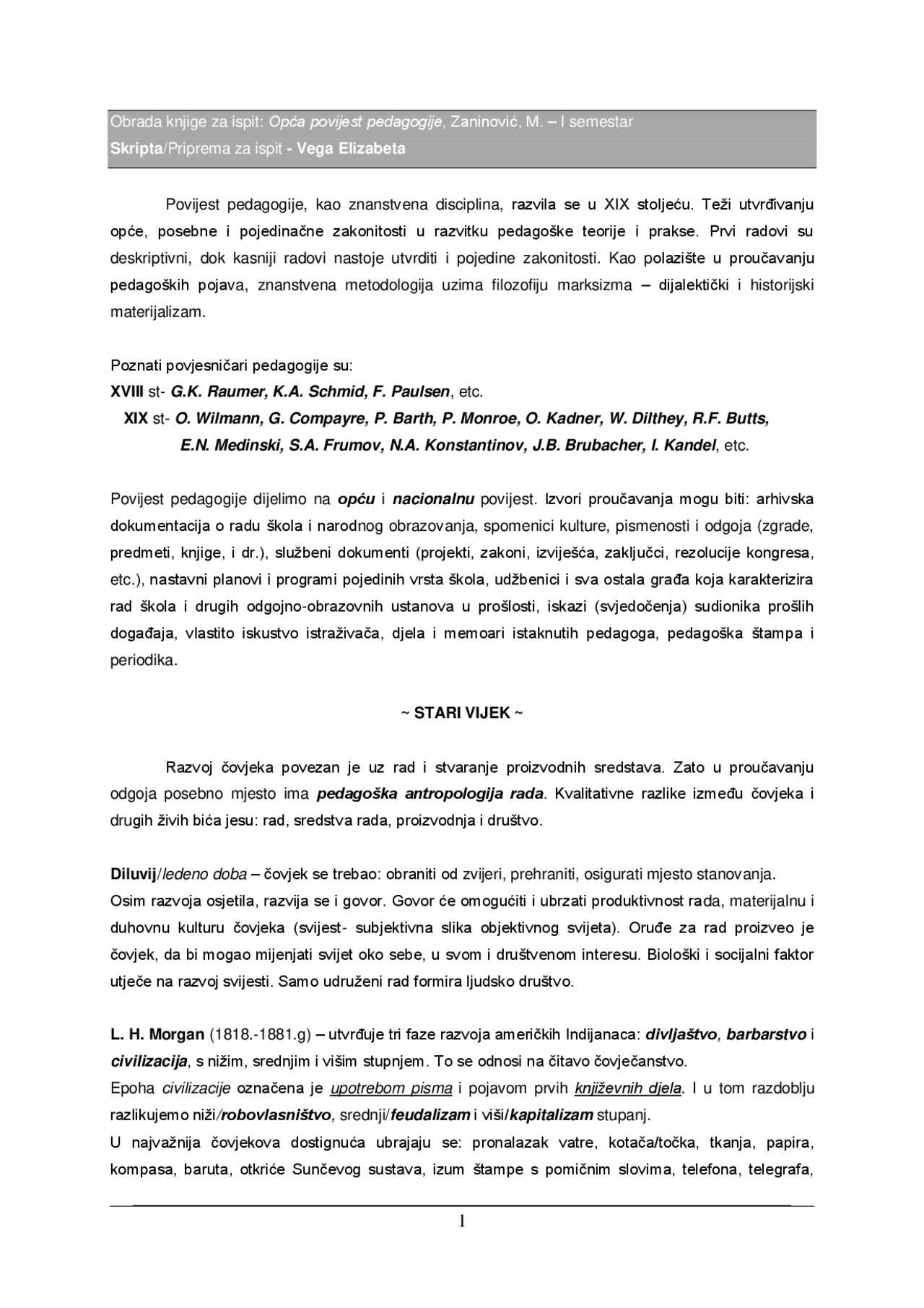 Opća Povijest Pedagogije Priprema Za Ispit Skripte Predlog Istorija