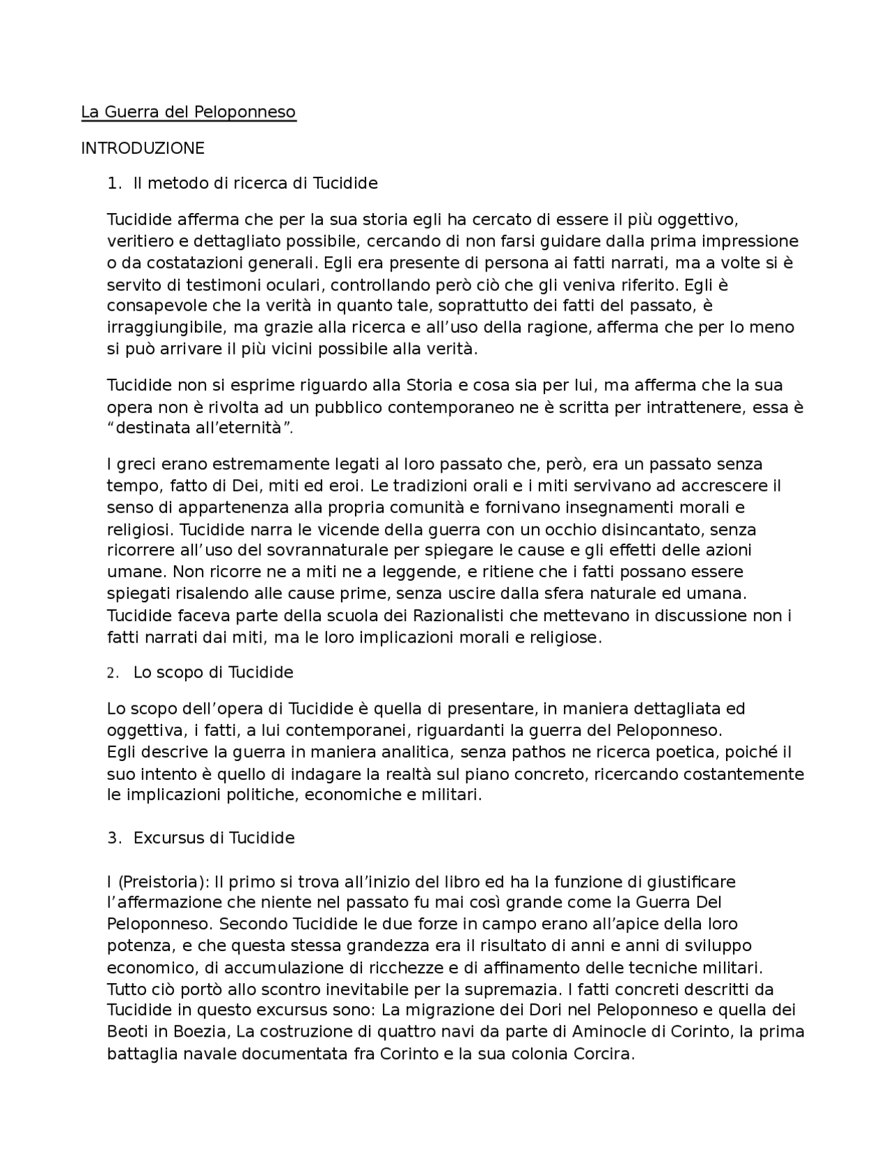 La guerra del pelopponeso tucidie - Docsity